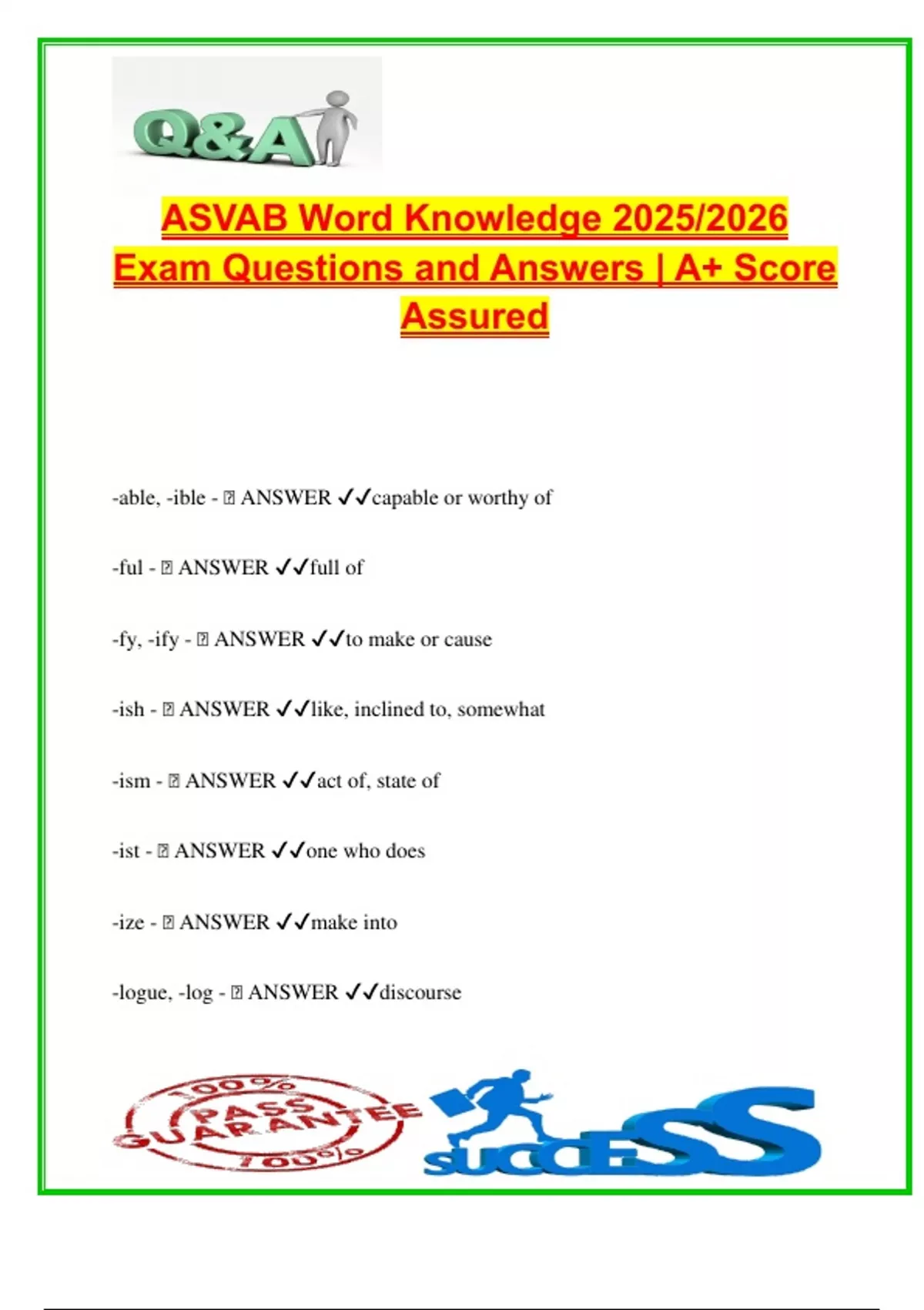 ASVAB Word Knowledge 2025/2026 – Essential Prefixes, Suffixes & Root ...