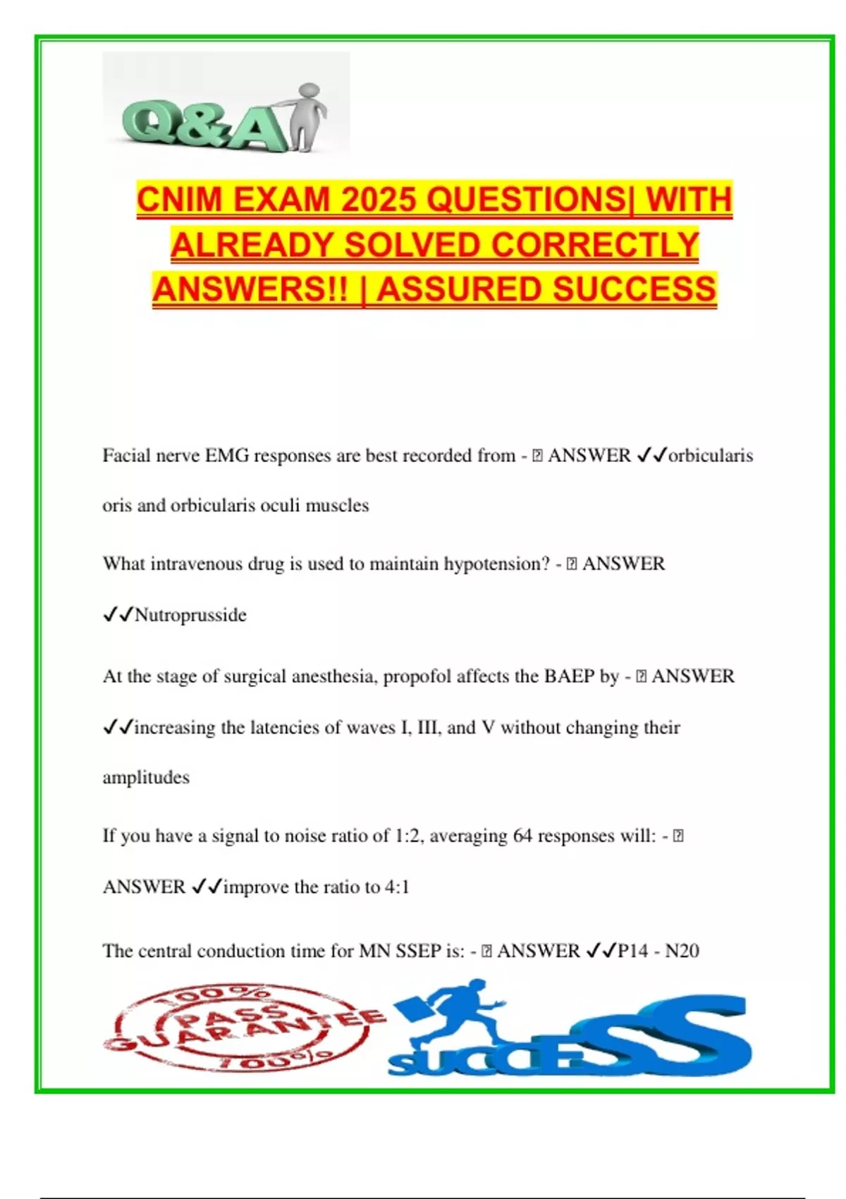 CNIM Exam 2025/2026 – 200+ Expert-Solved Questions & Answers | BAEP ...
