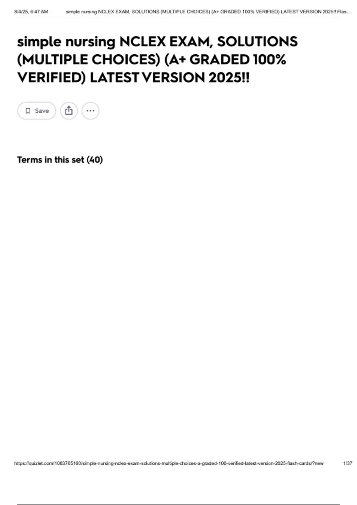 simple nursing NCLEX EXAM, SOLUTIONS (MULTIPLE CHOICES) (A+ GRADED 100% ...