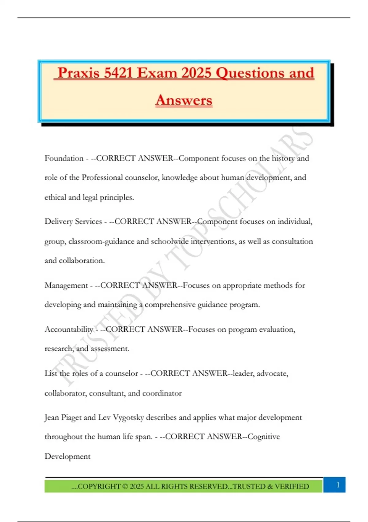 Praxis 5421 Exam 2025 Questions and Answers - Praxis - Stuvia US