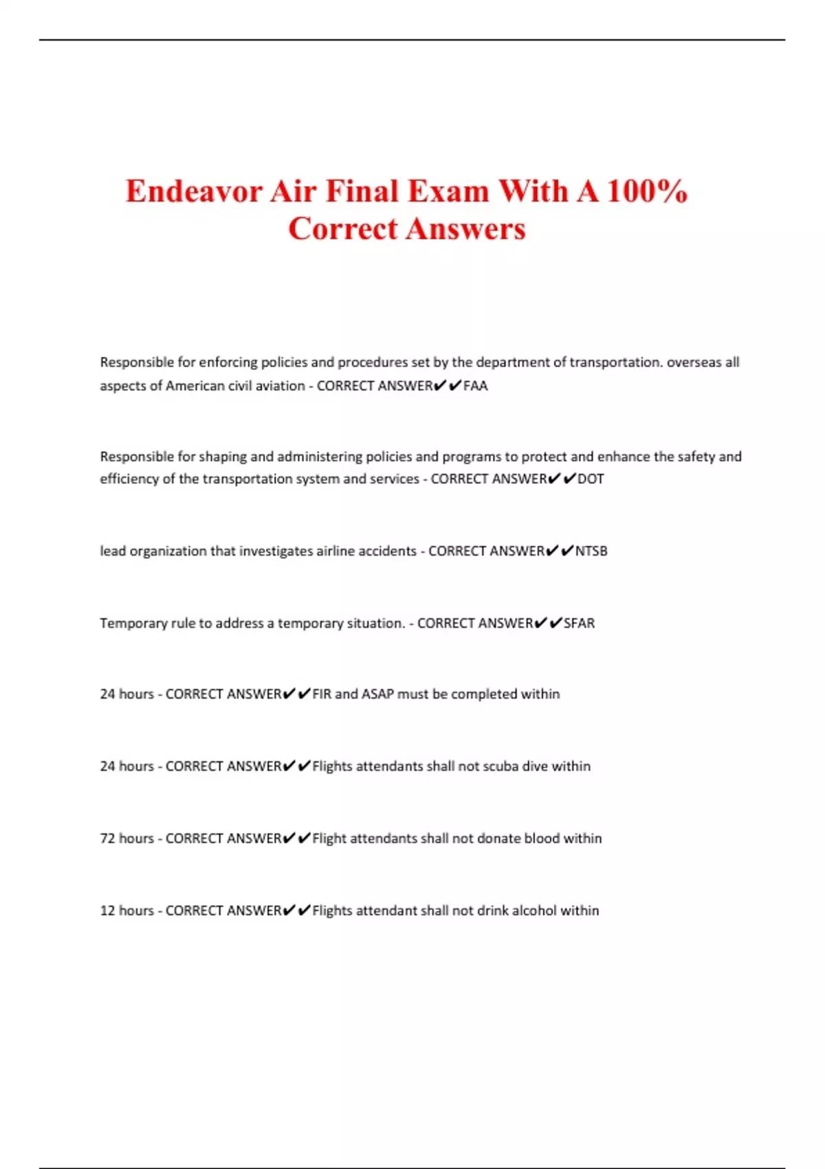Complete Endeavor Test Bank Bundle | Exam Prep & Review Pack - Stuvia US