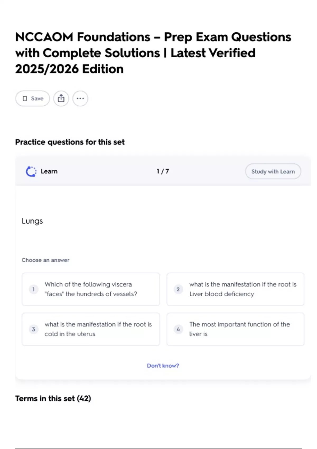 NCCAOM Foundations – Prep Exam Questions with Complete Solutions ...