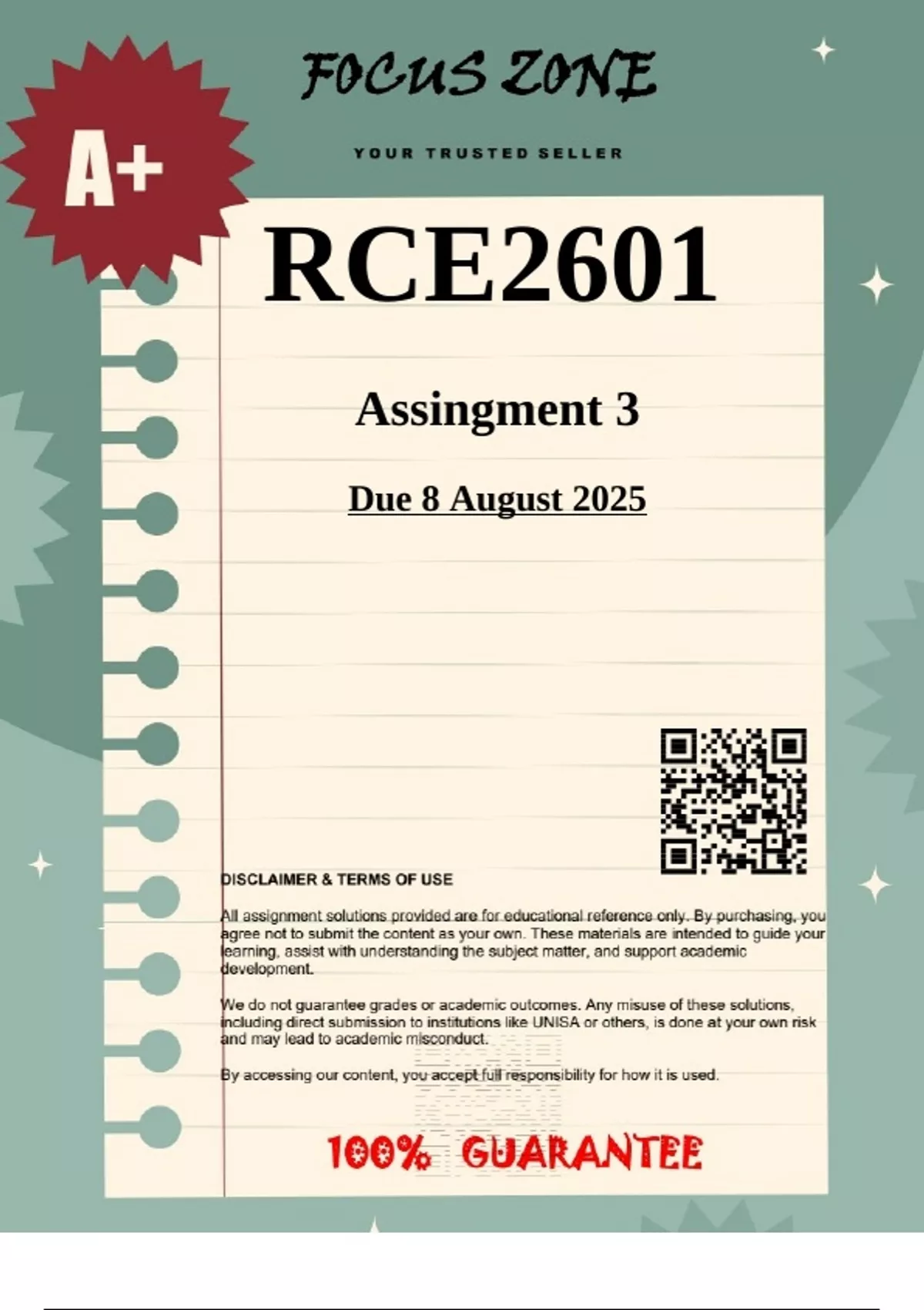 RCE2601 Assingment 3|COMPLETE ANSWERS|-Due 8 August 2025 - Research and ...