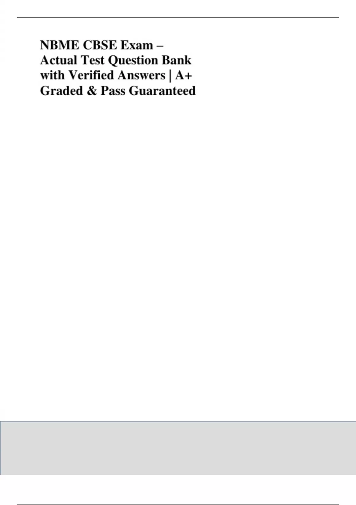 NBME CBSE Exam – Actual Test Question Bank with Verified Answers | A+ ...