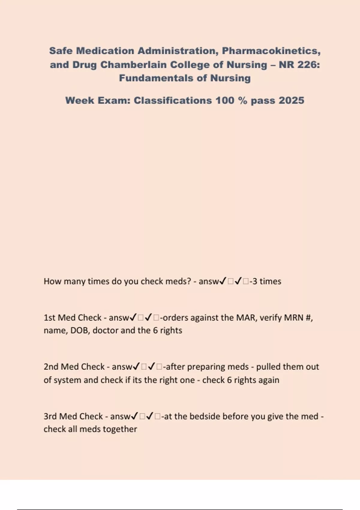 Safe Medication Administration, Pharmacokinetics, and Drug Chamberlain ...