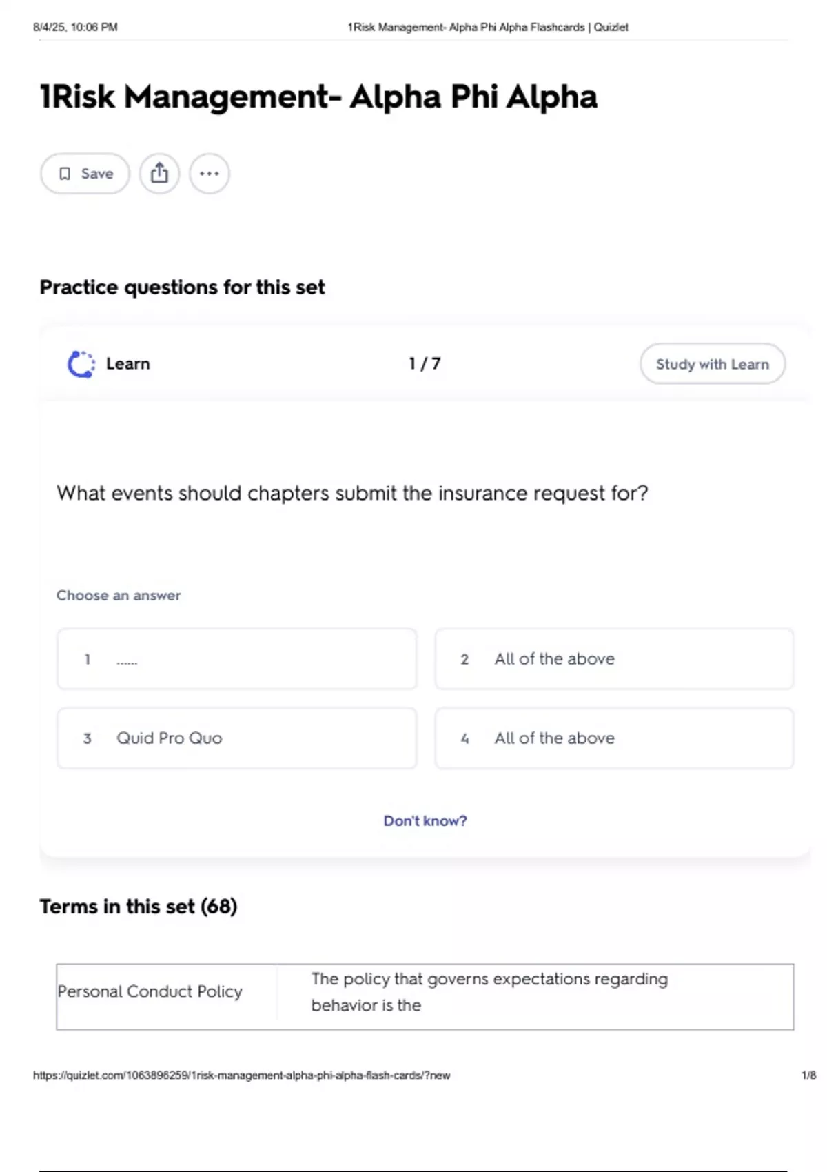 1Risk Management- Alpha Phi Alpha Questions And Answers | 2025 ,2026 Updated Solutions | 100% ...