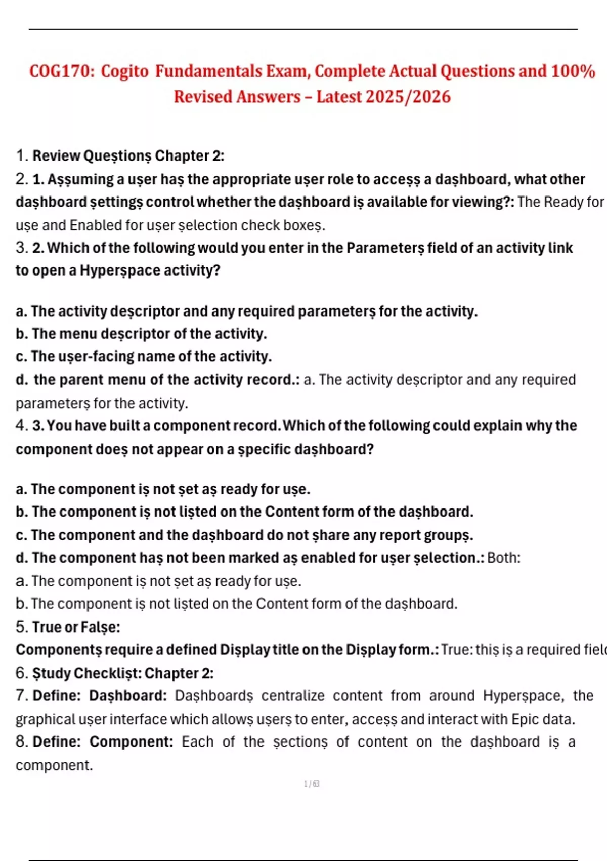 COG170: Cogito Fundamentals Exam – Complete Actual Questions and 100% ...