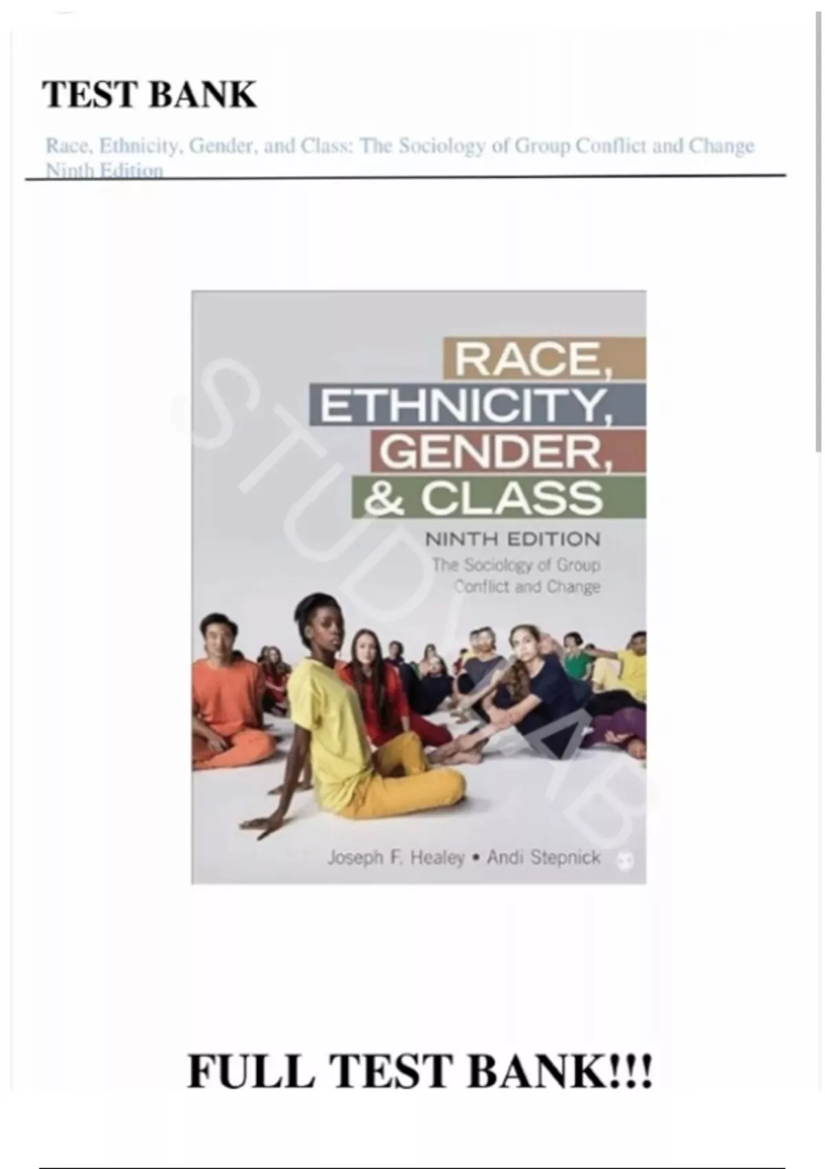 Test Bank - for Race, Ethnicity, Gender, and Class The Sociology of ...