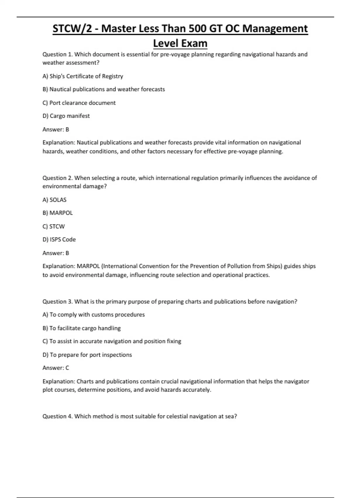 STCW/2 - Master Less Than 500 GT OC Management Level Exam - Computer ...