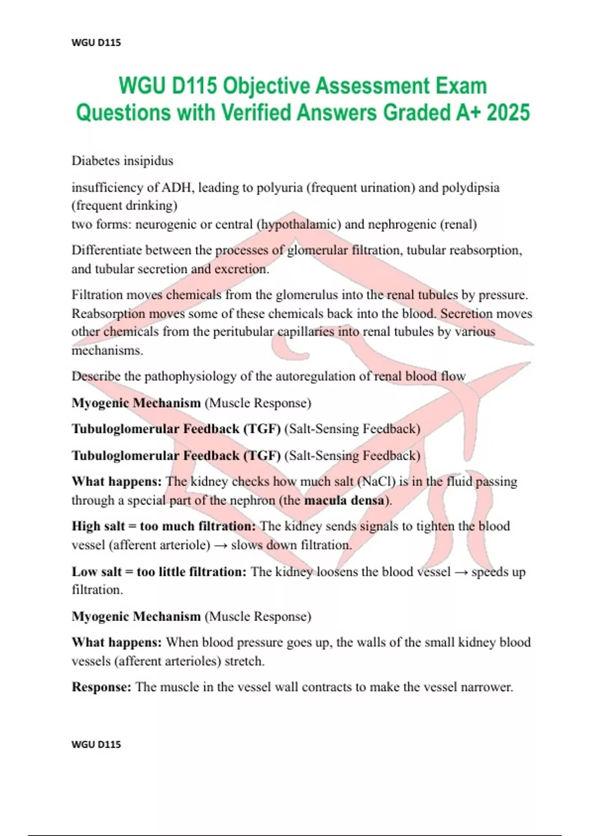 WGU D115 Objective Assessment Exam Questions with Verified Answers ...