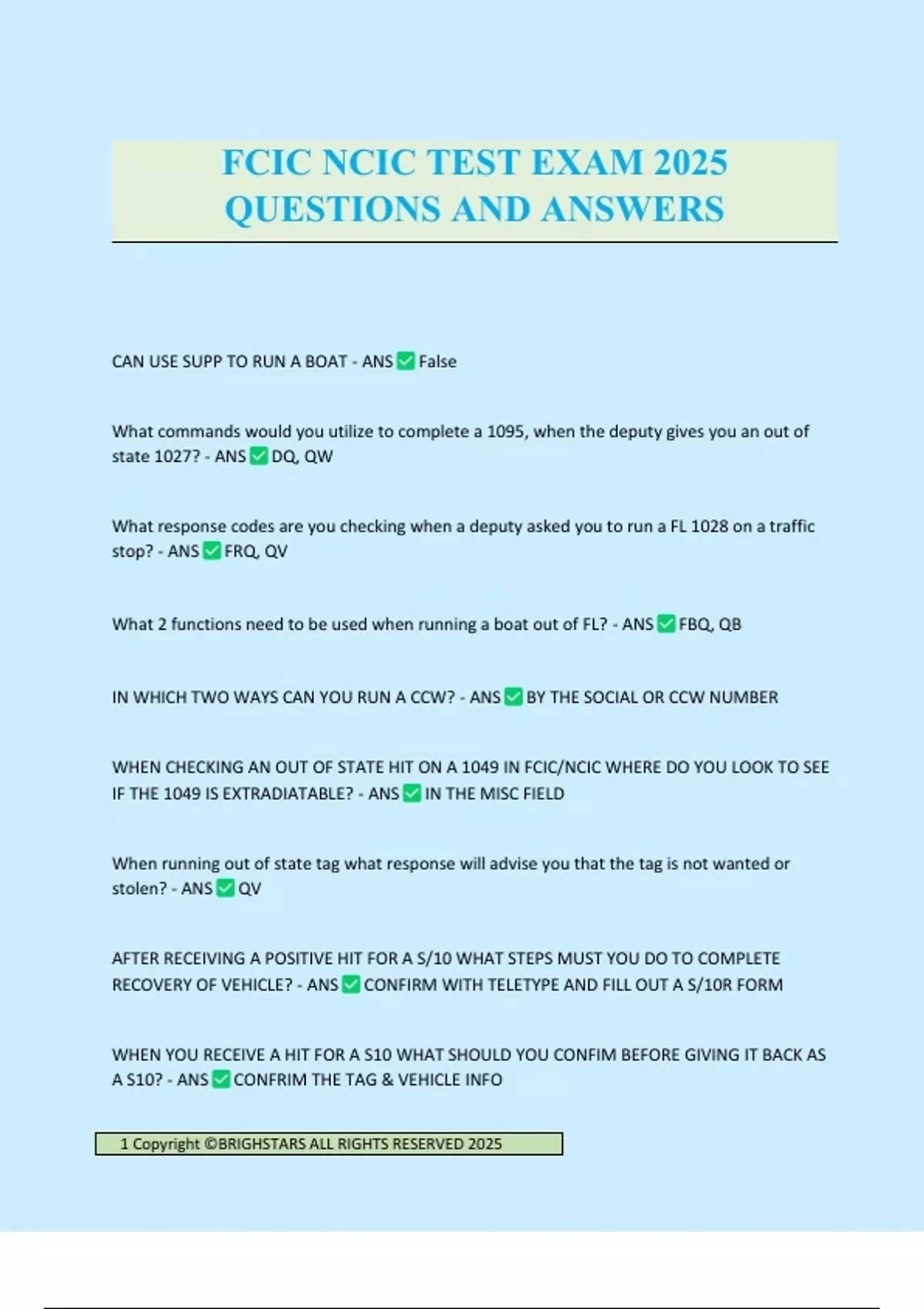 FCIC NCIC TEST EXAM 2025 QUESTIONS AND ANSWERS - FCIC NCIC - Stuvia US