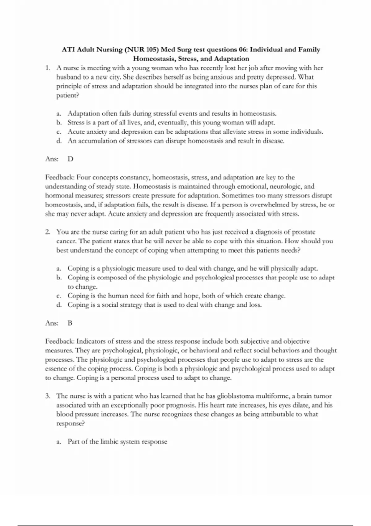 ATI Adult Nursing (NUR 105) Med Surg test questions (Chapter 06 ...