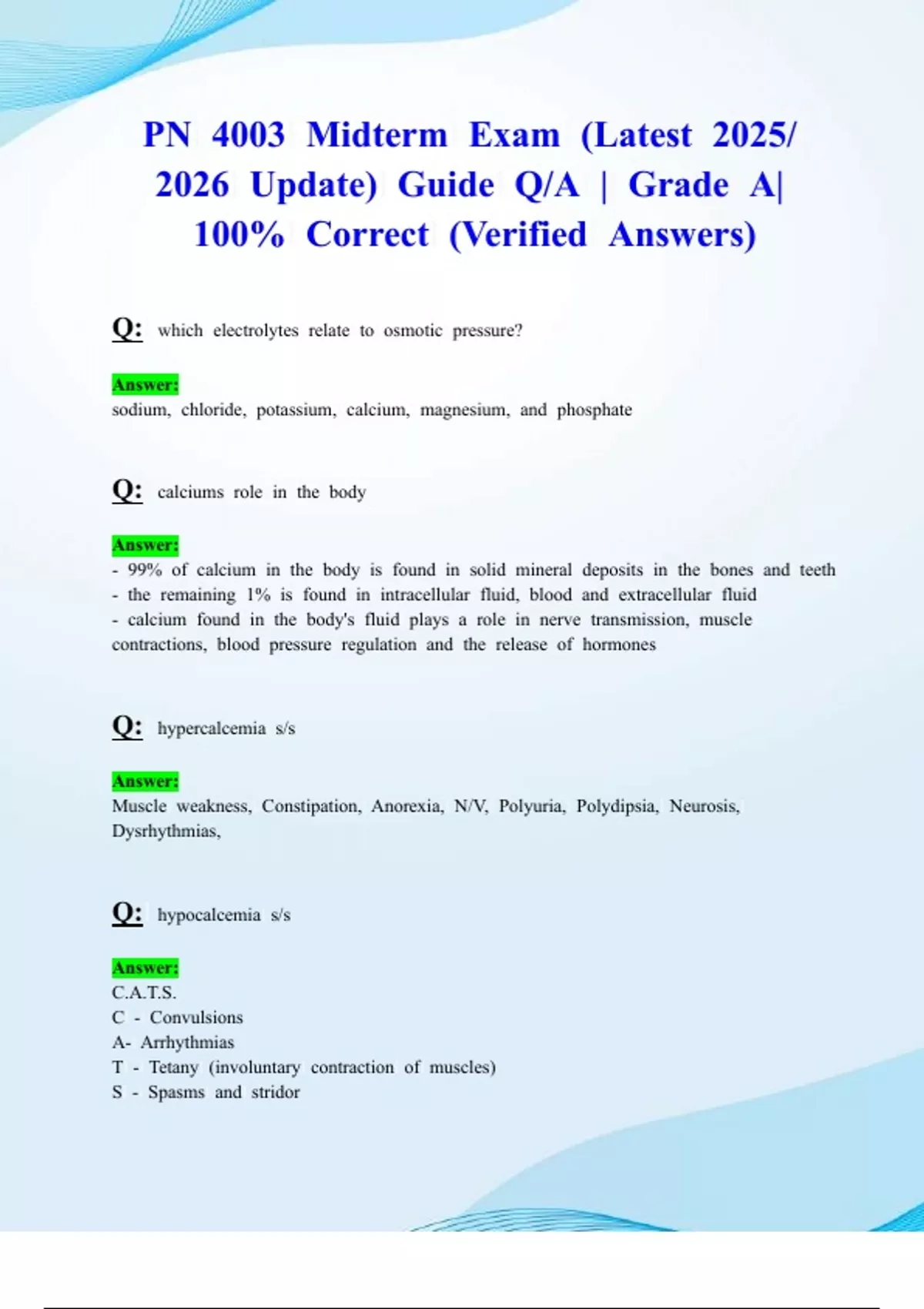 PN 4003 Midterm Exam (Latest 2025/ 2026 Update) Guide Q/A | Grade A ...