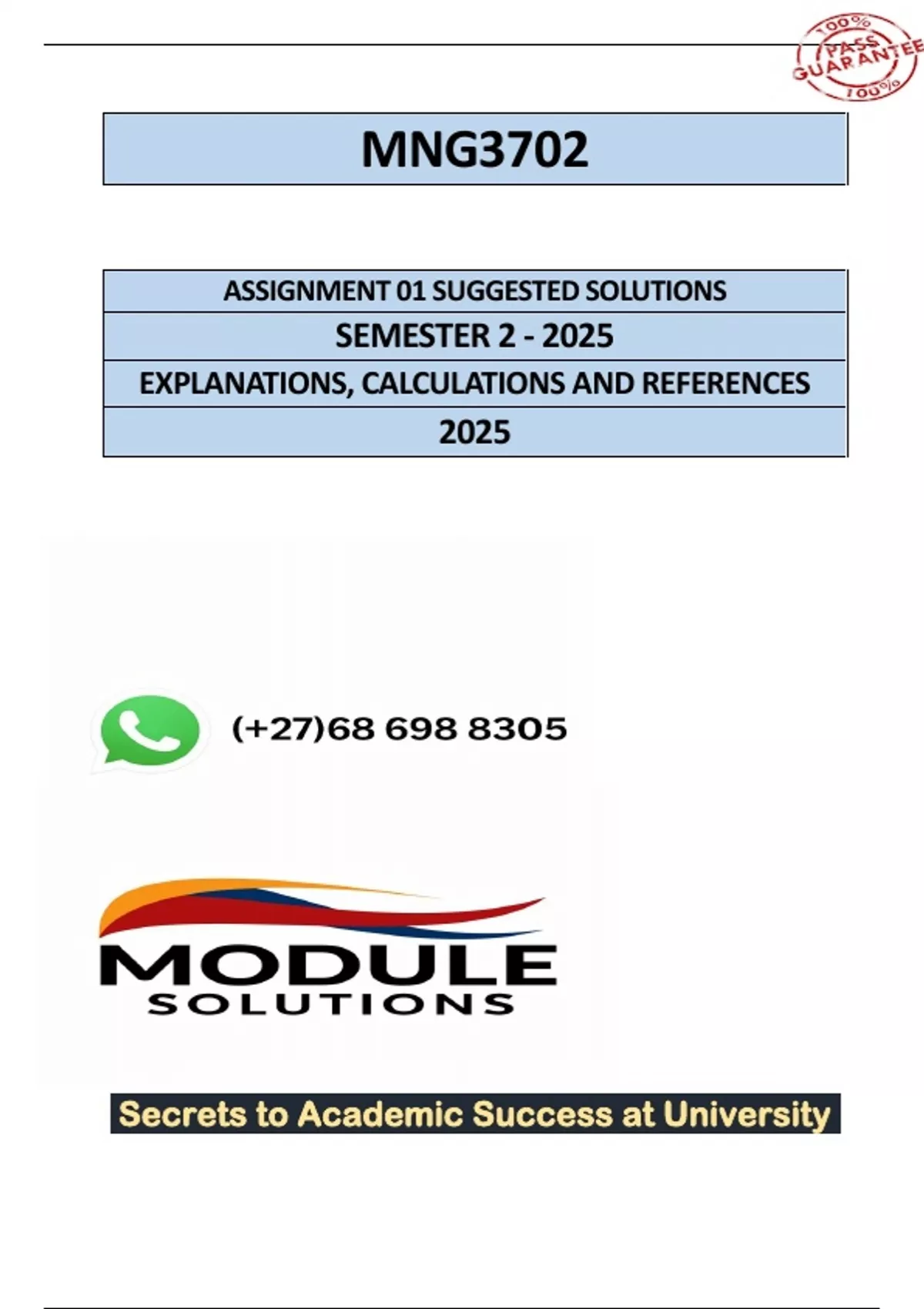 MNG3702 Assignment 1 (COMPLETE QUESTIONS & ANSWERS) Semester 2 2025 - DUE 2 SEPTEMBER 2025 ...