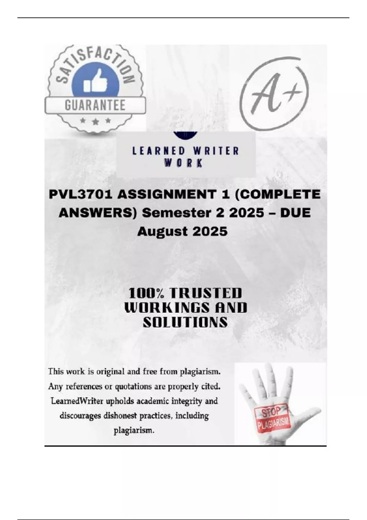 PVL3701 ASSIGNMENT 1 (COMPLETE ANSWERS) Semester 2 2025 – DUE August ...