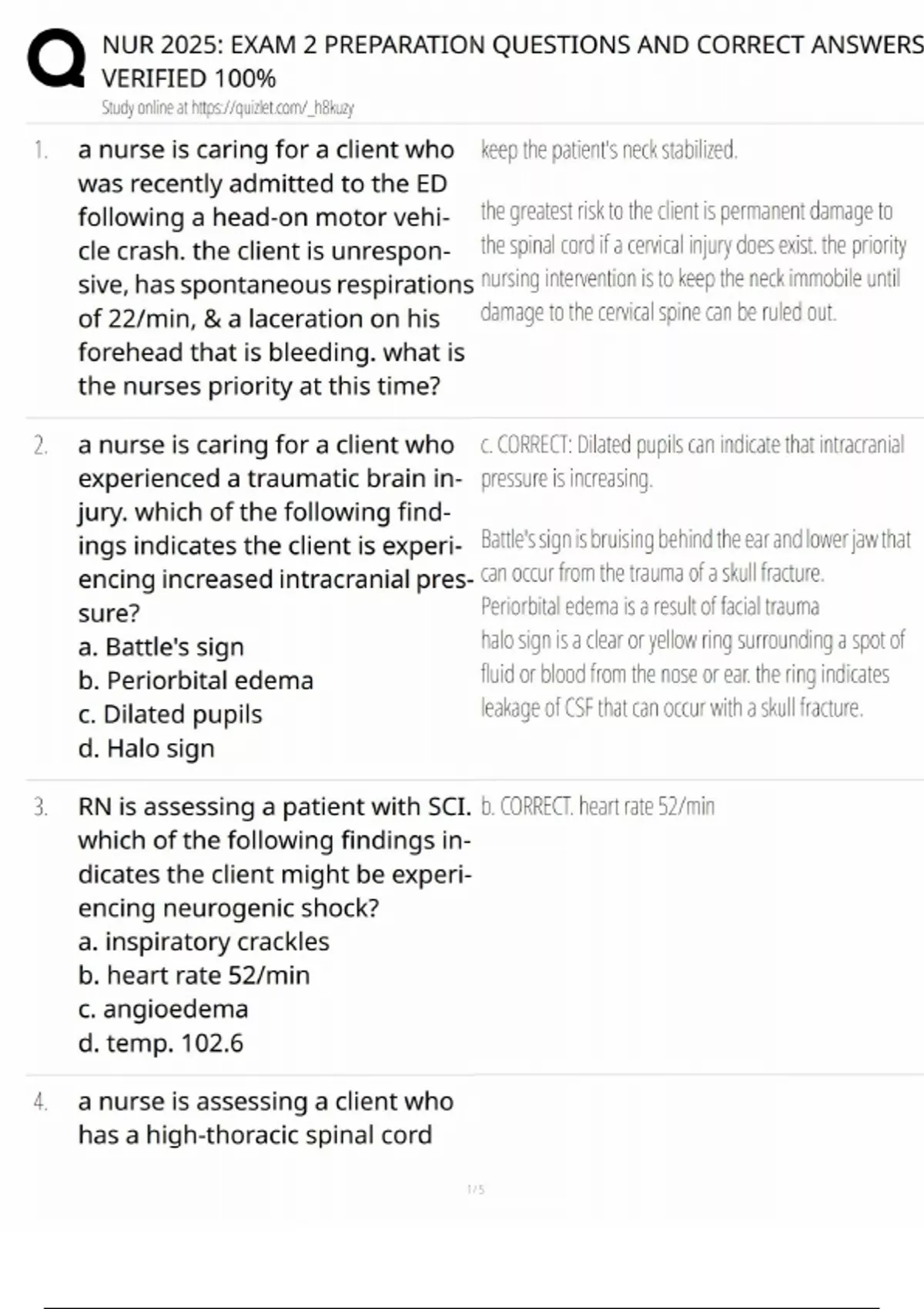 NUR 2025 Exam 2 Preparation / Verified Questions & Correct Answers ...