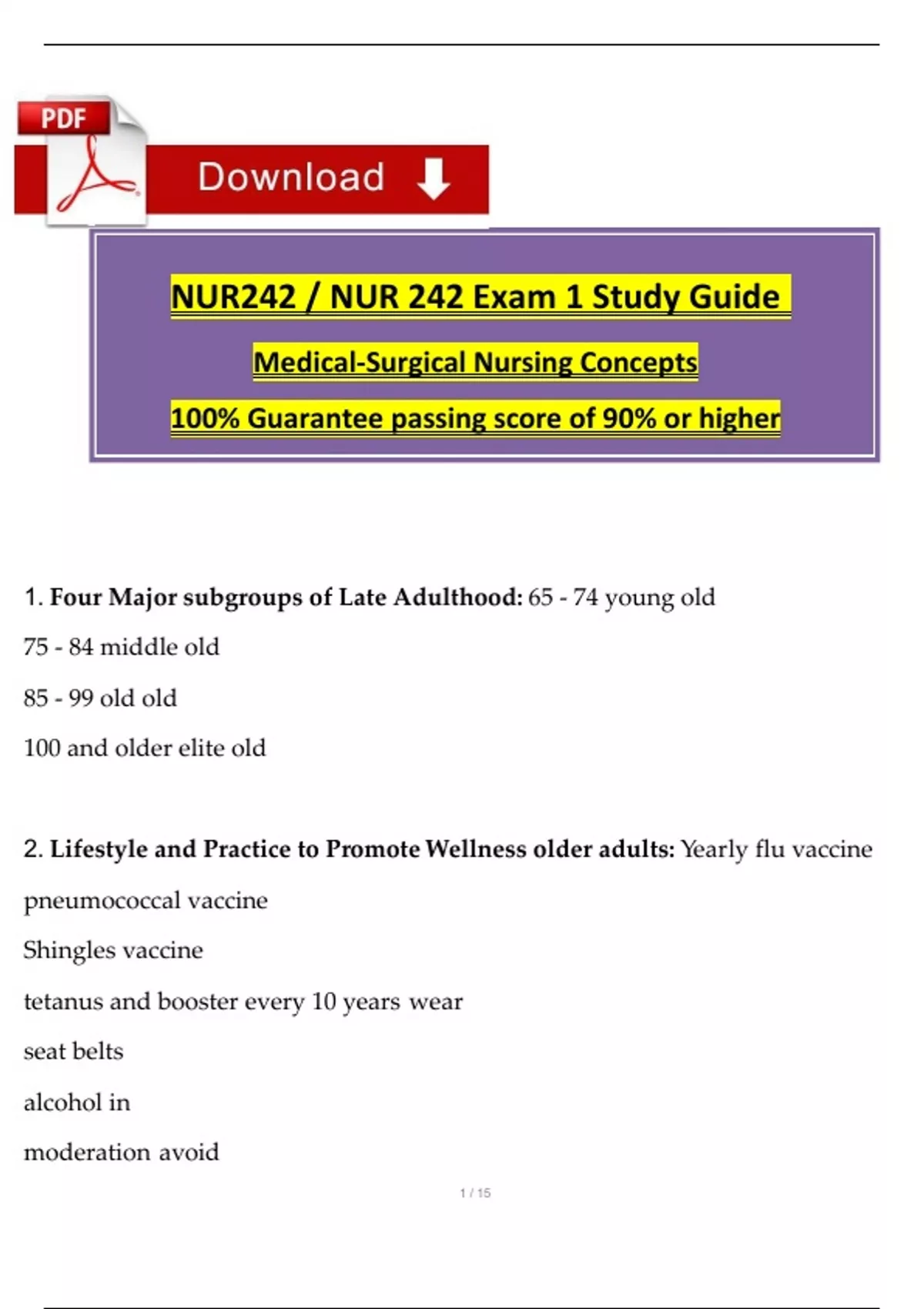 NUR 242 – MedSurg Exam 1 Study Guide | Medical-Surgical Nursing Review ...