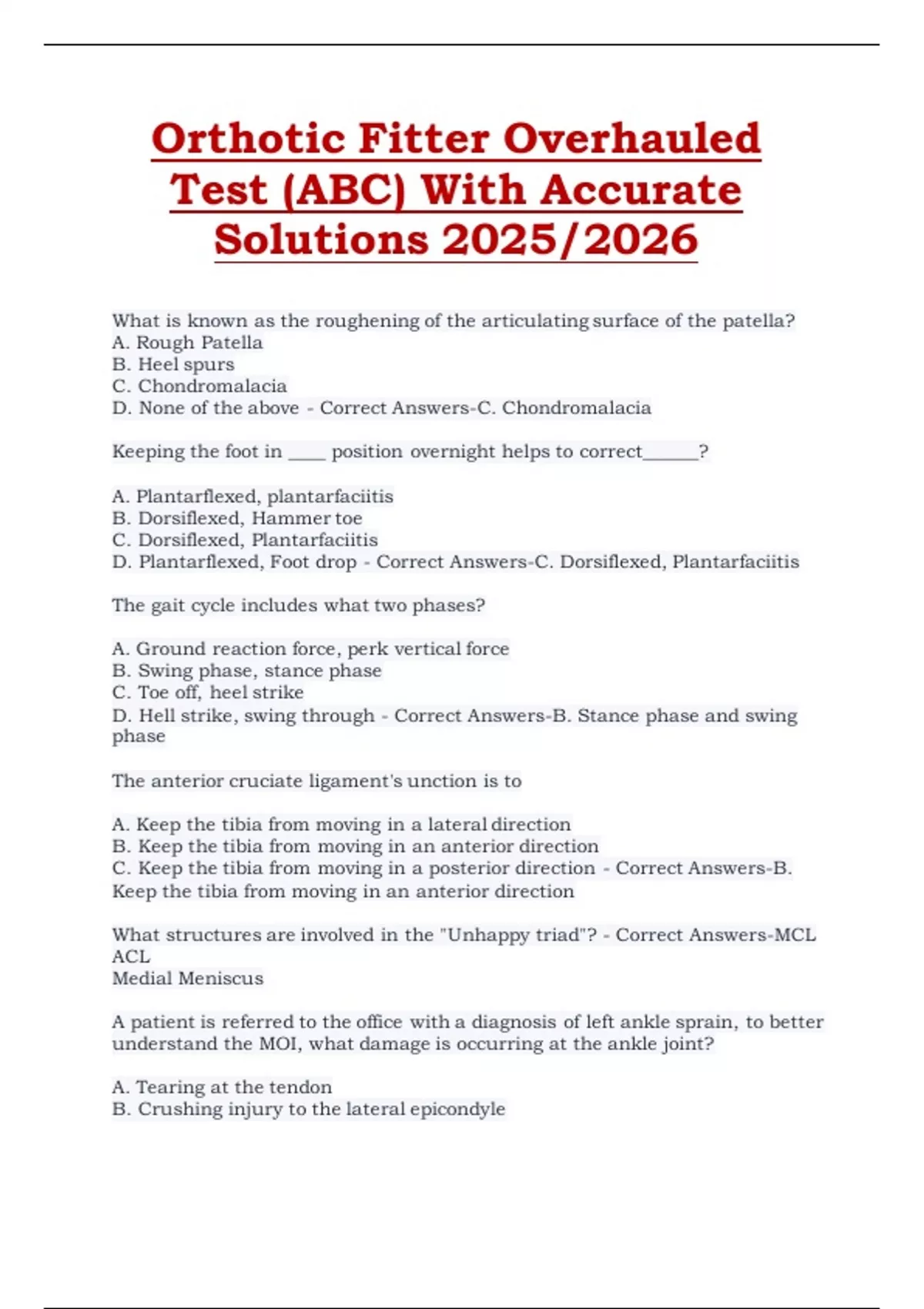 Orthotic Fitter Overhauled Test (ABC) 2025/2026 – Accurate Solutions ...