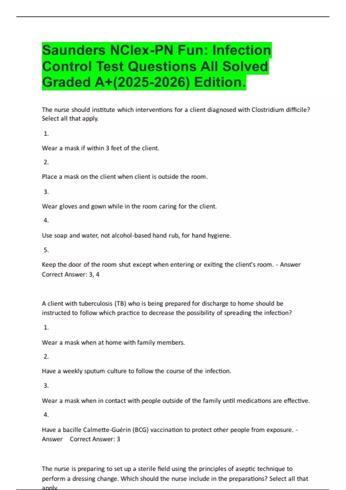 Saunders NCLEX_Developmental Final Review Exam Questions with Already ...