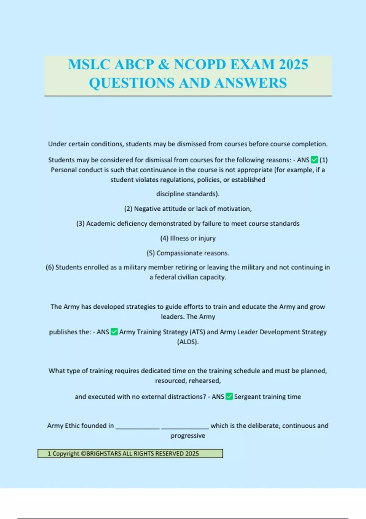 MSLC ABCP & NCOPD EXAM 2025 QUESTIONS AND ANSWERS - MSLC ABCP & NCOPD ...