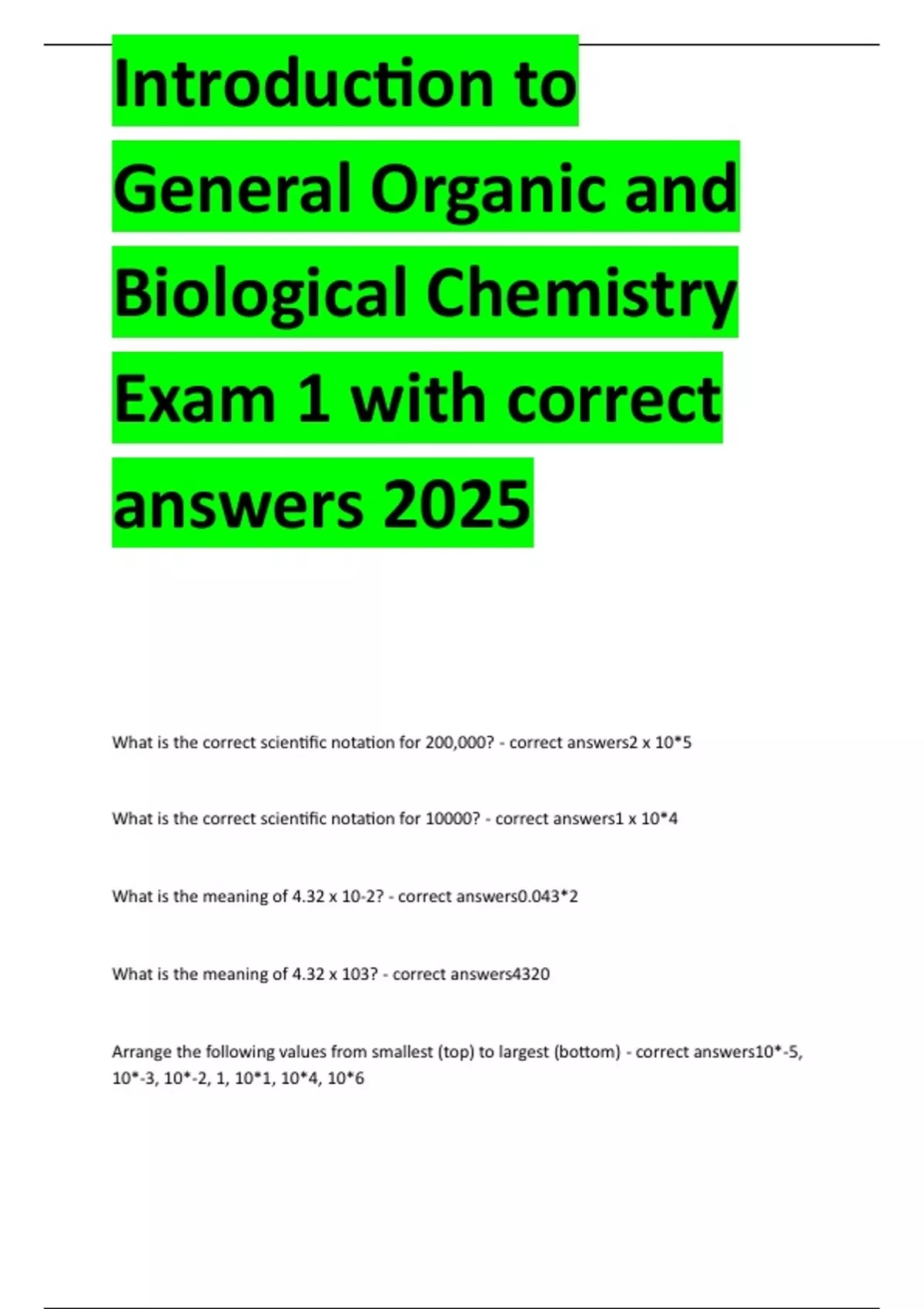 Introduction to General Organic and Biological Chemistry Exam 1 ...