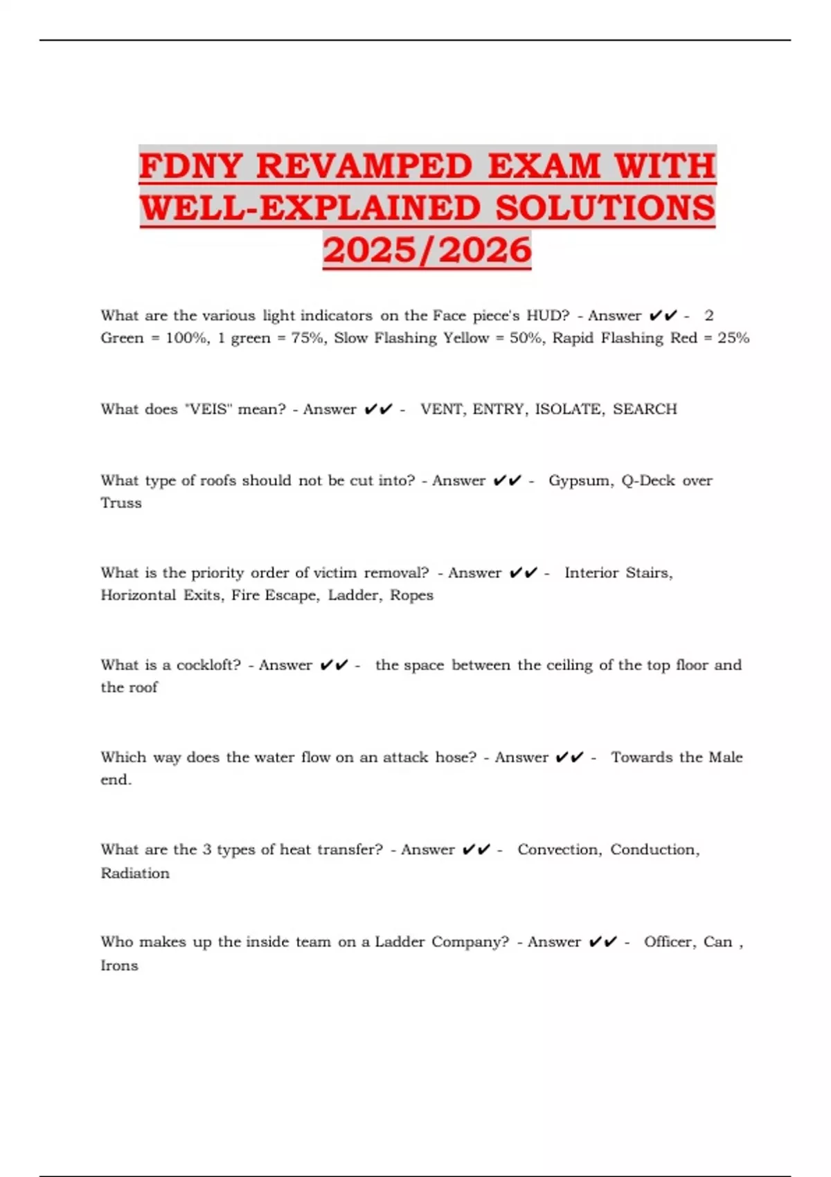 FDNY Revamped Exam with Well-Explained Solutions 2025/2026 ...