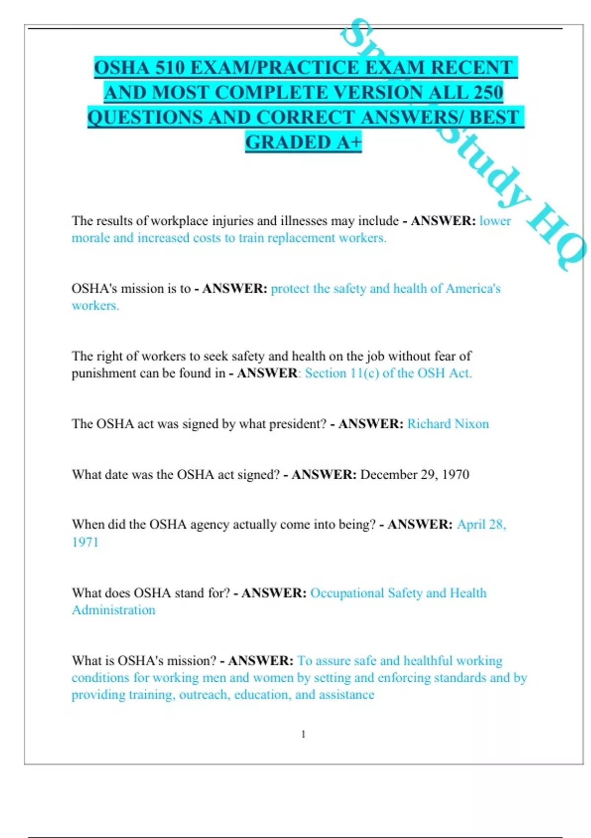 OSHA 510 – Occupational Safety and Health Standards for the ...