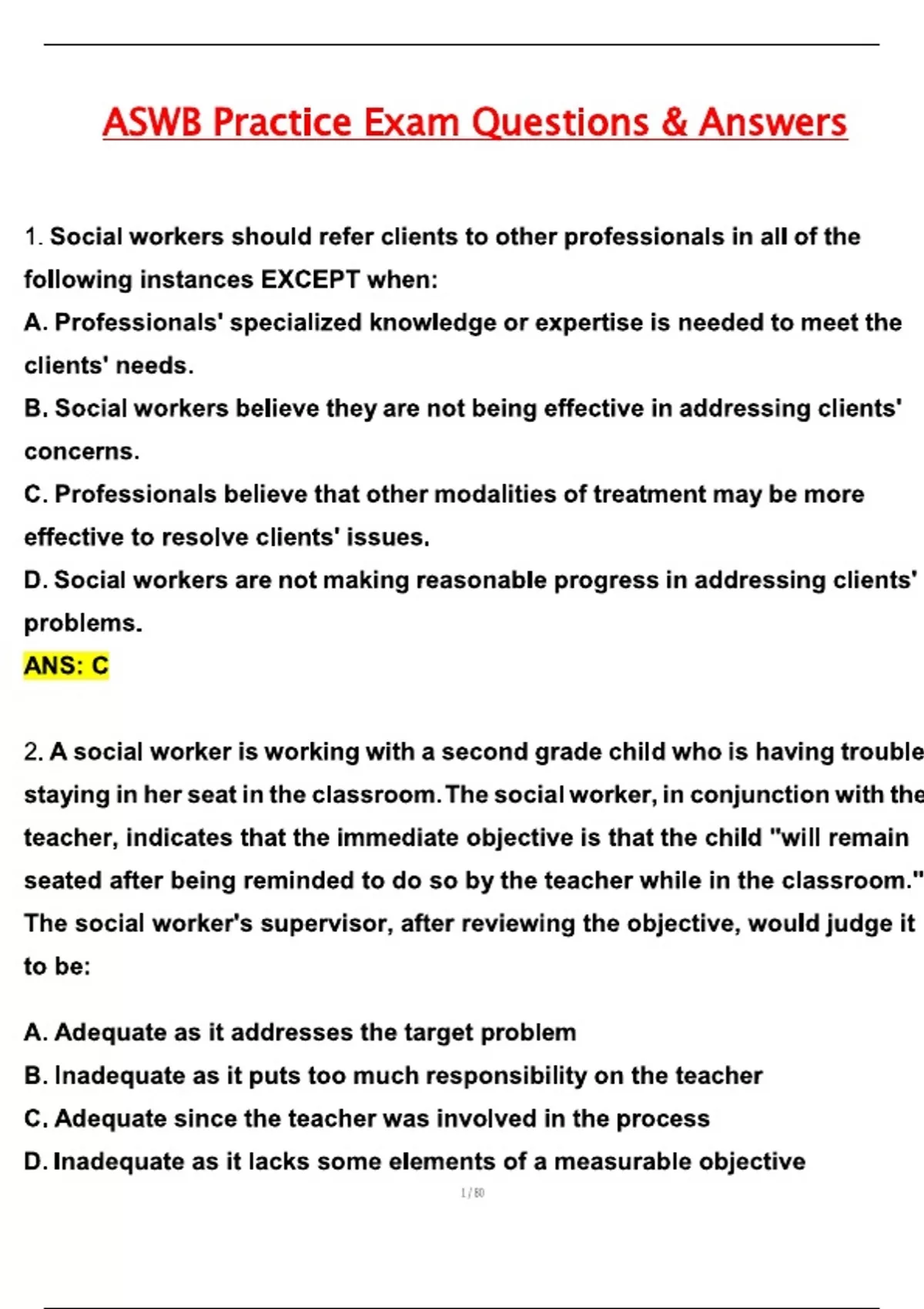 ASWB Practice Exam 2025 | Actual Exam Questions & Verified Answers ...
