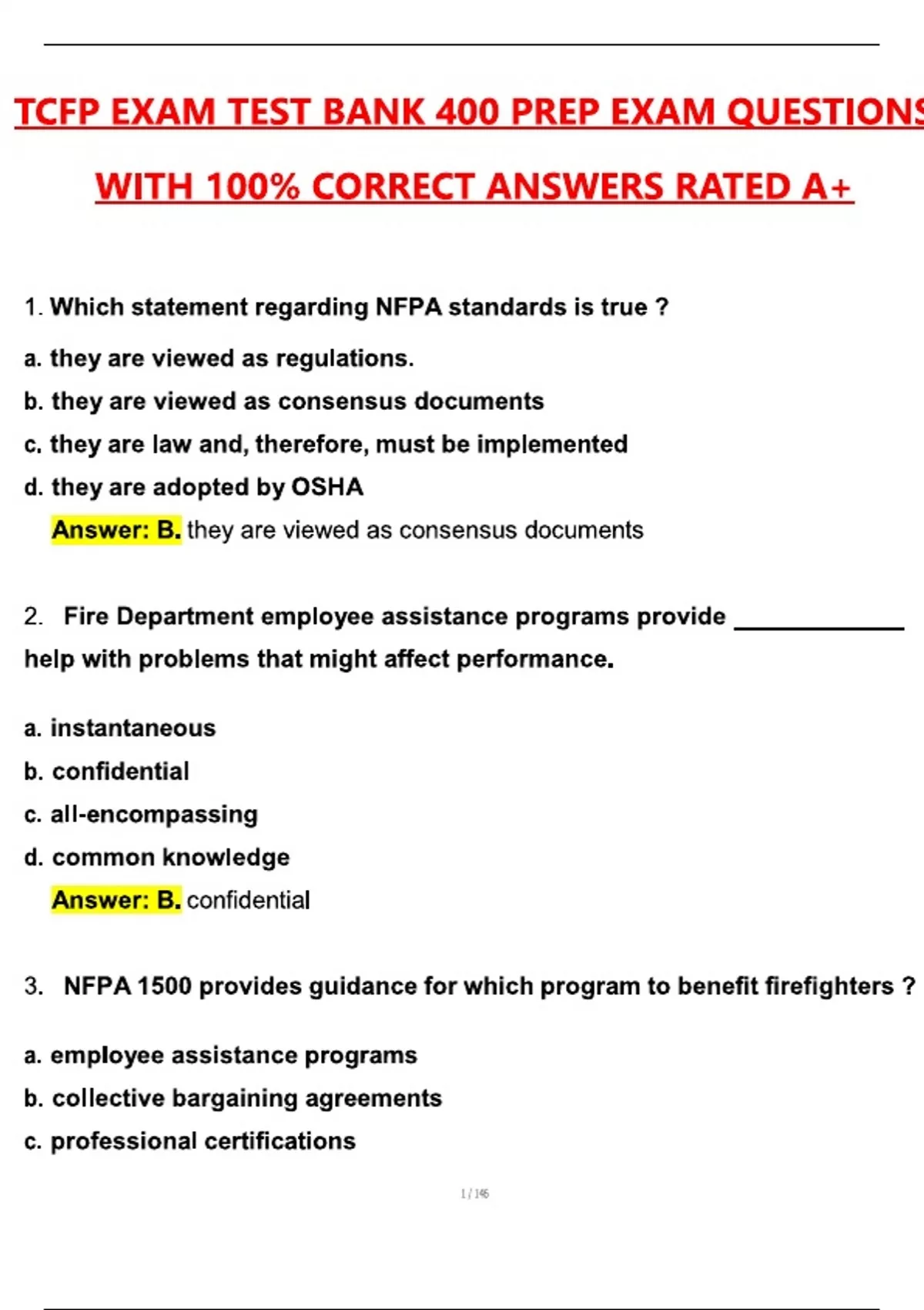 TCFP EXAM TEST BANK | 400 PREP EXAM 2025 | Actual Exam Questions ...