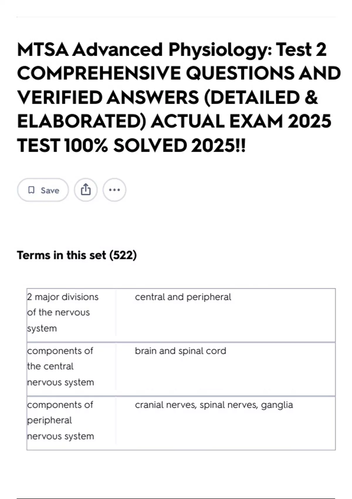 MTSA Advanced Physiology: Test 2 COMPREHENSIVE QUESTIONS AND VERIFIED ...