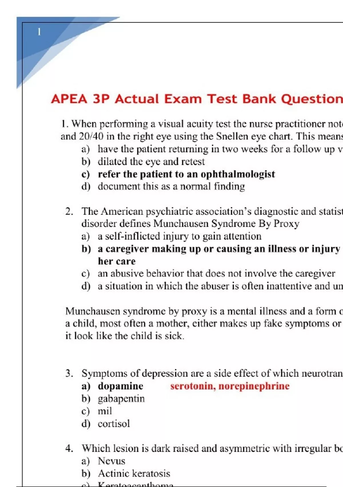 APEA 3P Actual Exam Test Bank Questions and Answers 2025/2026 Updated ...