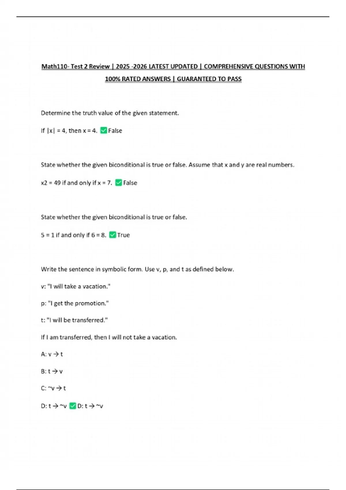Math110- Test 2 Review | LATEST UPDATED | COMPREHENSIVE QUESTIONS WITH ...