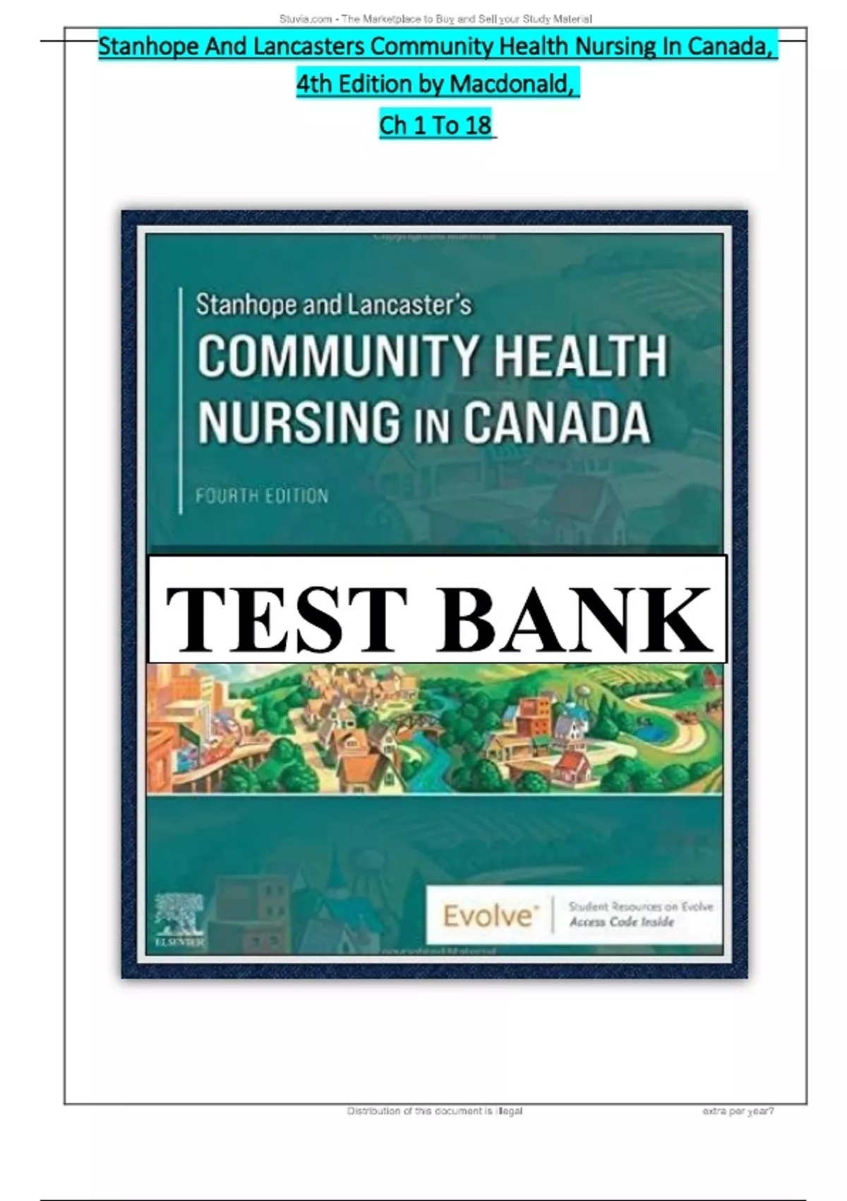 Test Bank - Stanhope and Lancasters Community Health Nursing in Canada ...