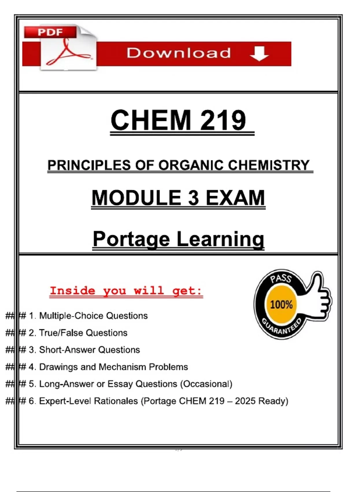 CHEM 219 Module 3 Exam (2025) – Principles of Organic Chemistry – Portage Learning Verified Qs ...