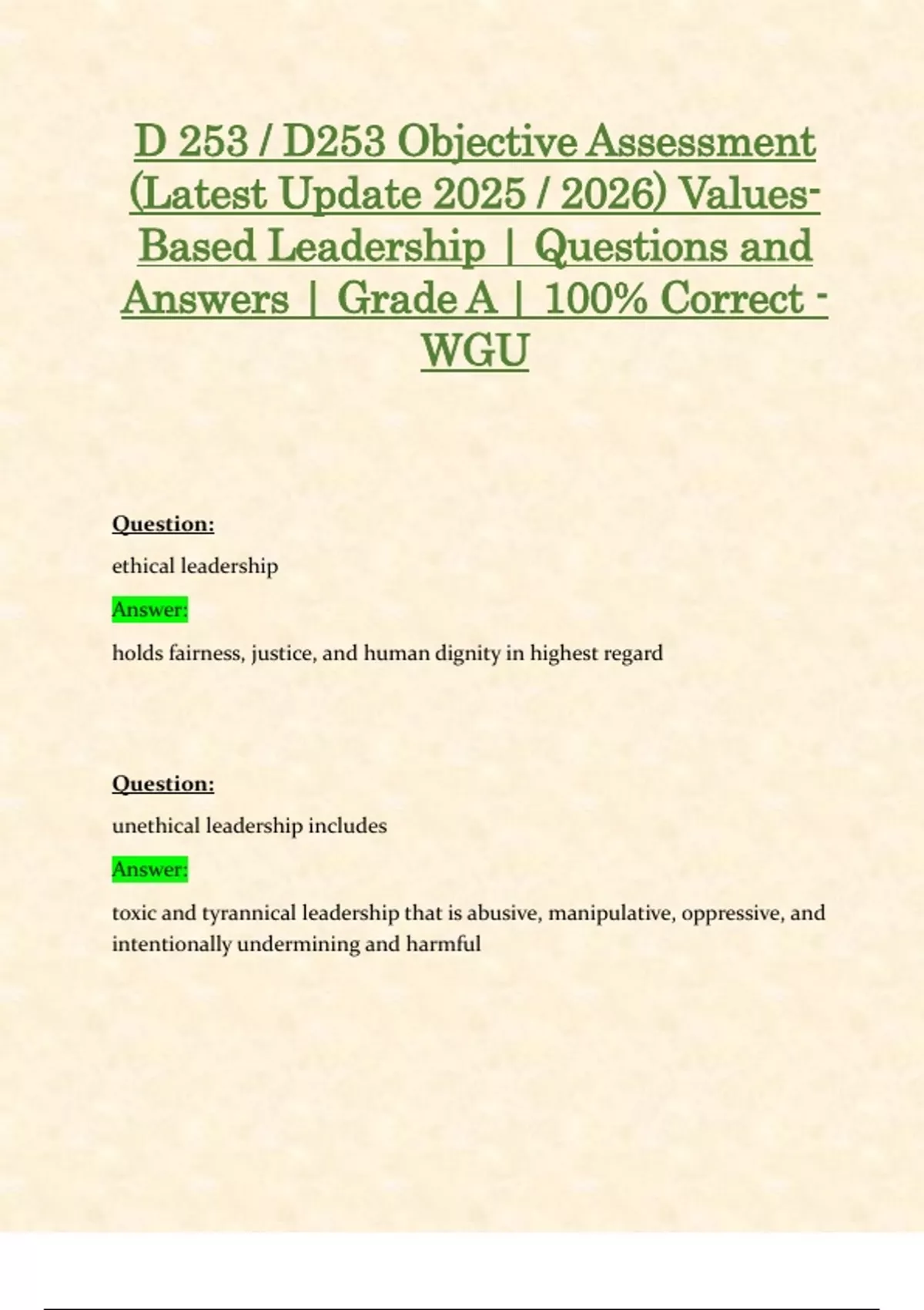 D 253 / D253 Objective Assessment (Latest Update 2025 / 2026) Values ...