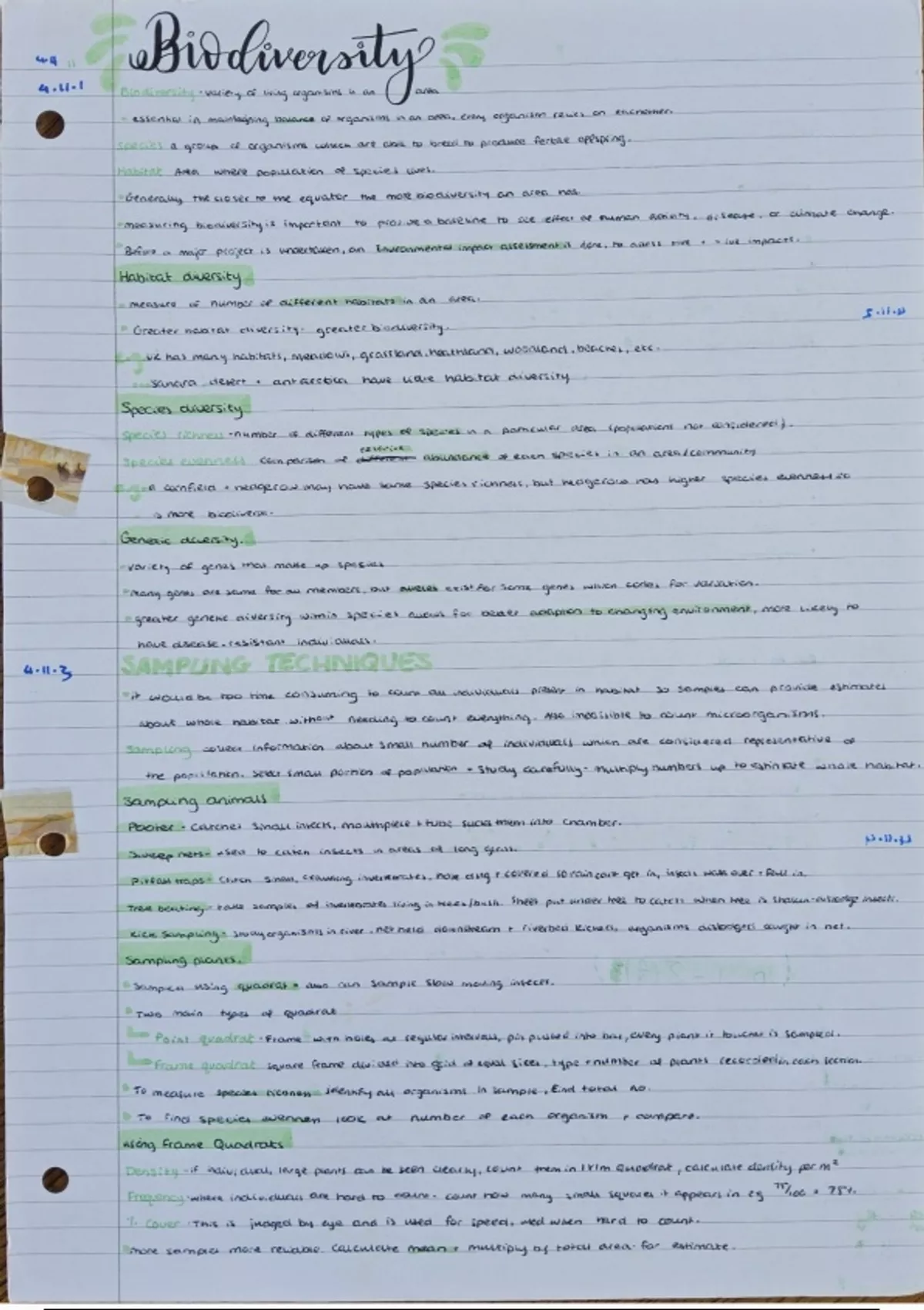 Summary notes for all topics in Module 4 (Biodiversity, Evolution, and ...