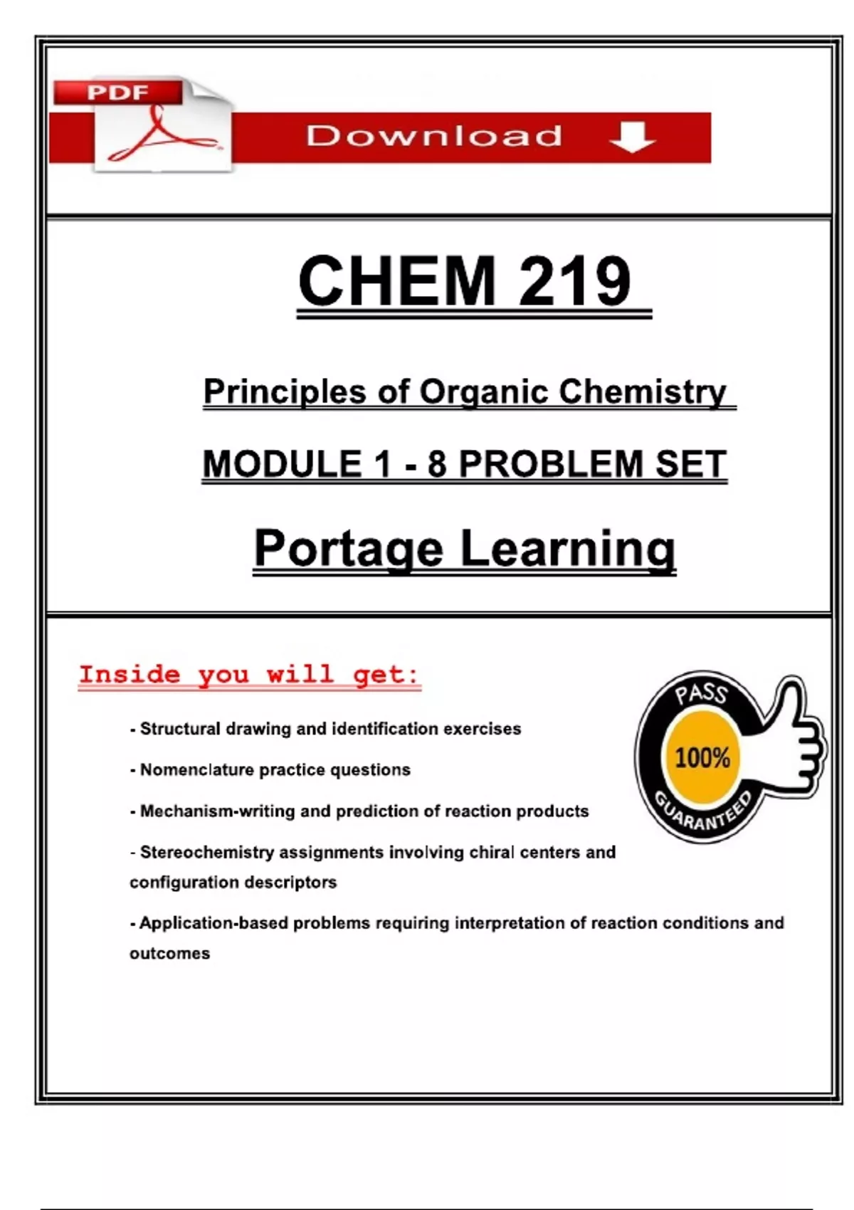 CHEM 219 Modules 1–8 Problem Set (2025) – Principles of Organic ...