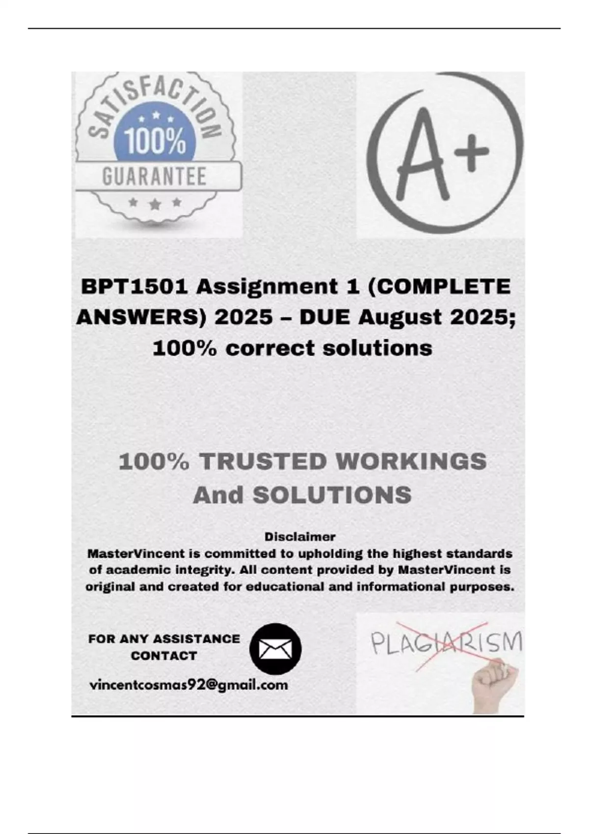 BPT1501 Assignment 1 (COMPLETE ANSWERS) 2025 – DUE August 2025; 100% ...
