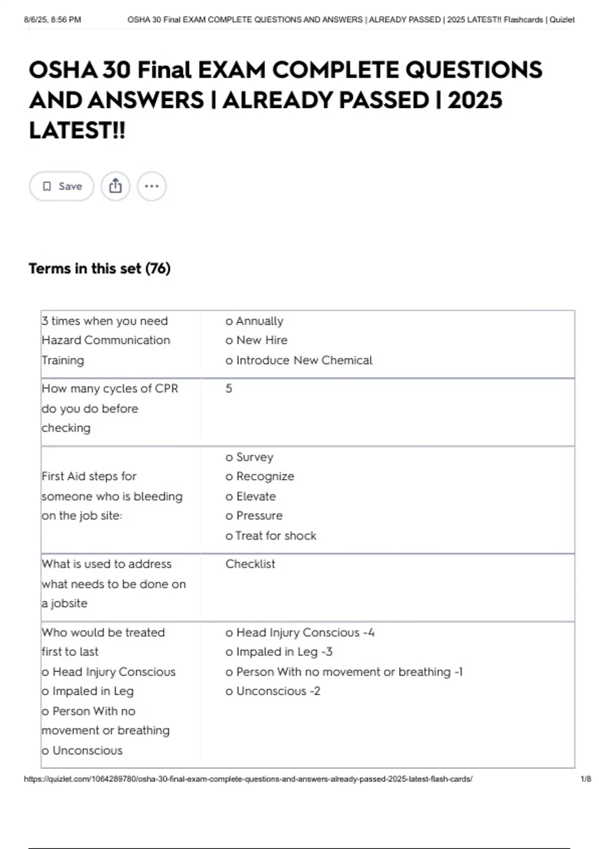 OSHA 30 Final EXAM COMPLETE QUESTIONS AND ANSWERS | ALREADY PASSED ...