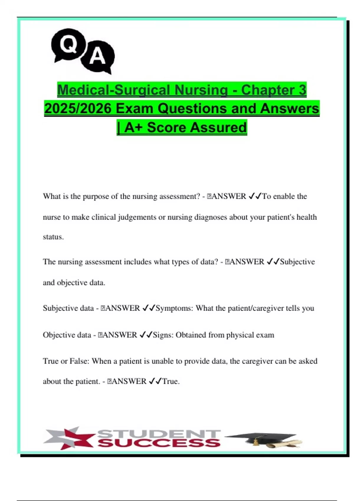 Medical-Surgical Nursing – Chapter 3 | 2025/2026 Exam Questions with ...