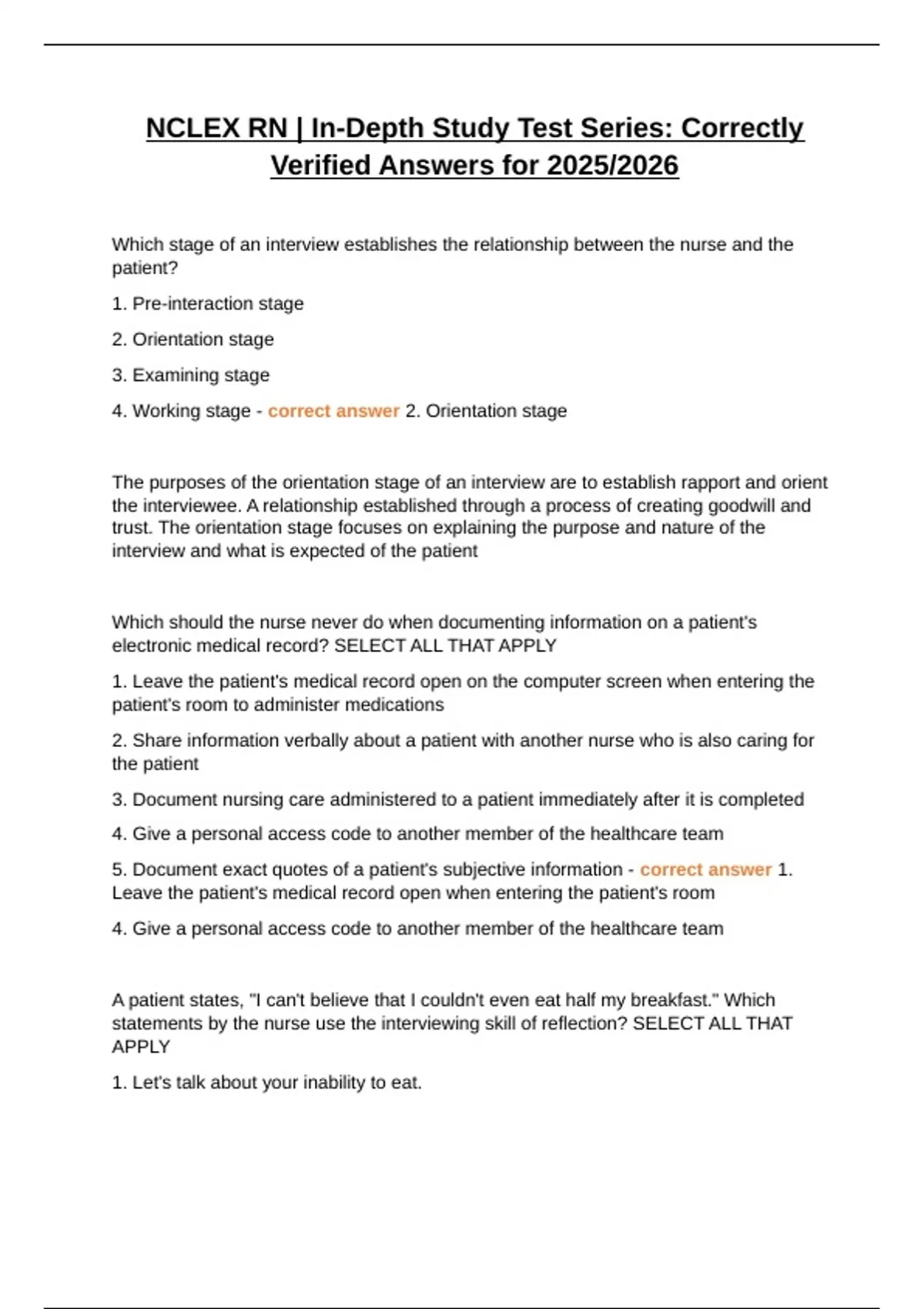 NCLEX RN | In-Depth Study Test Series: Correctly Verified Answers for ...