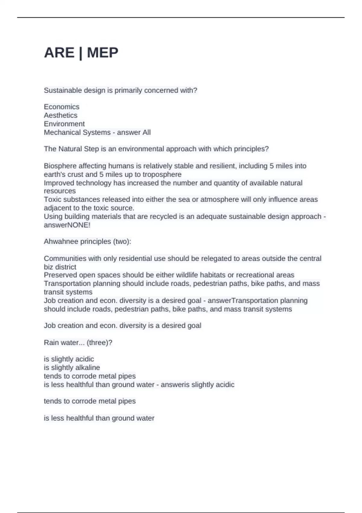 ARE - MEP QUESTIONS AND ANSWERS 2025 - MEP - Stuvia US