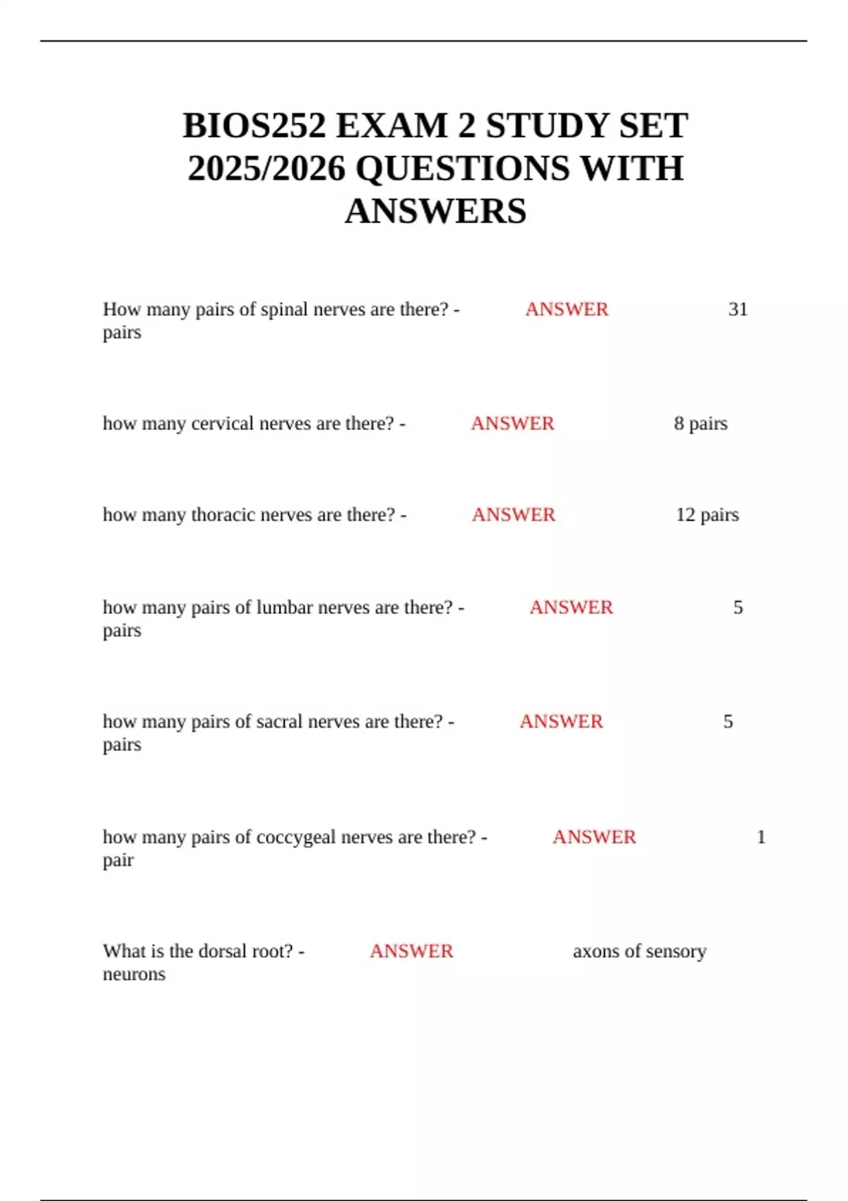 Bios252 Exam 2 Anatomy Physiology Ii Exam 2025 Guide Graded A