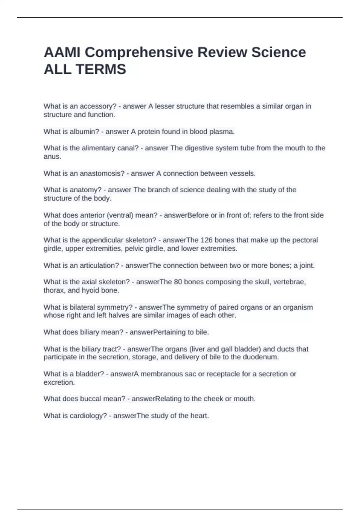 AAMI Comprehensive Review Science ALL TERMS Questions with Correct ...