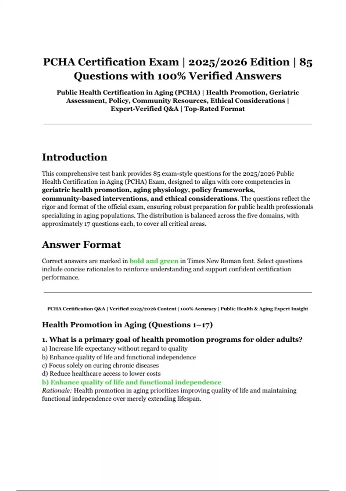 Public Health Certification in Aging (PCHA) | 2025/2026 Edition | 85 ...