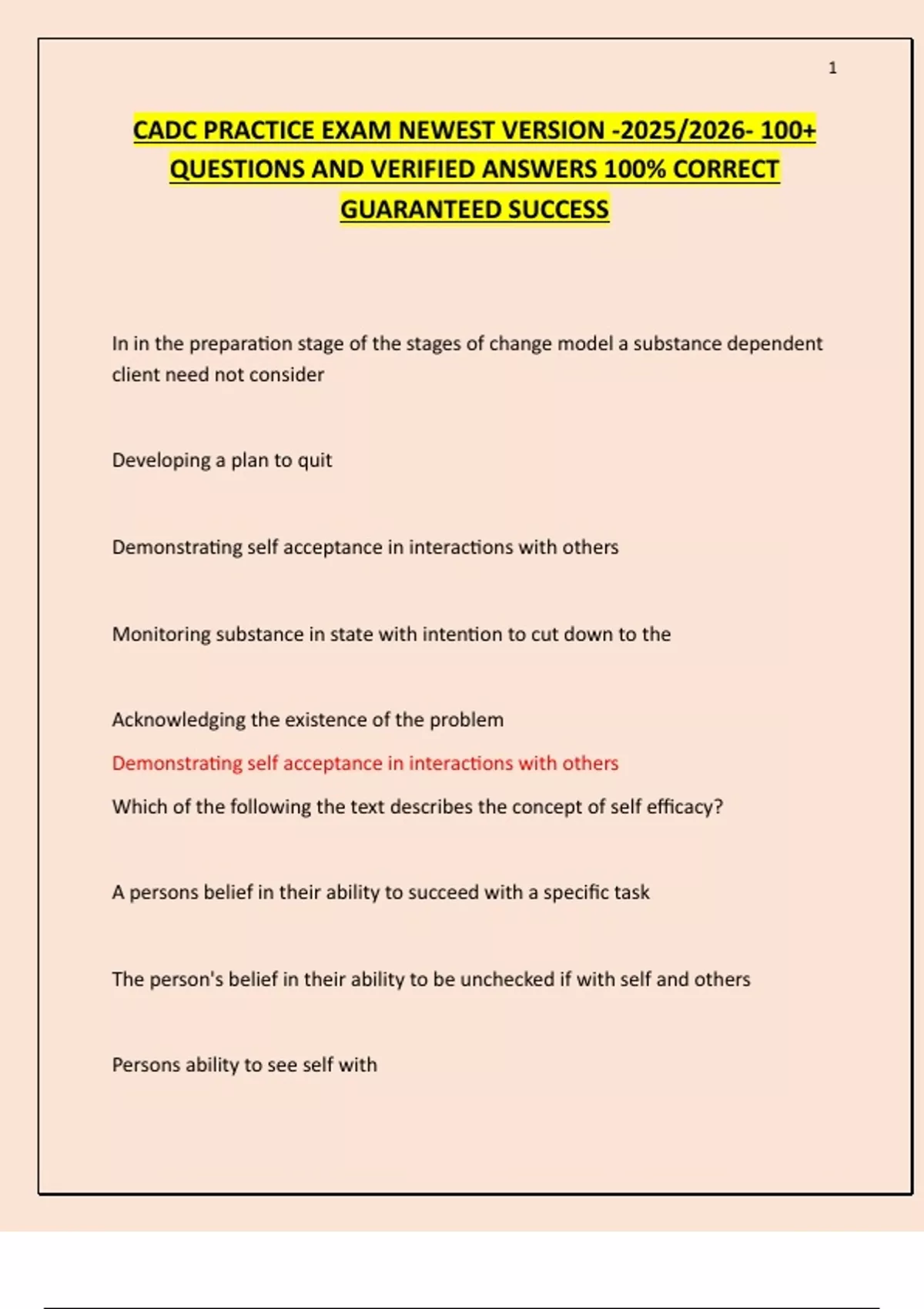 CADC PRACTICE EXAM NEWEST VERSION -2025/2026- 100+ QUESTIONS AND ...
