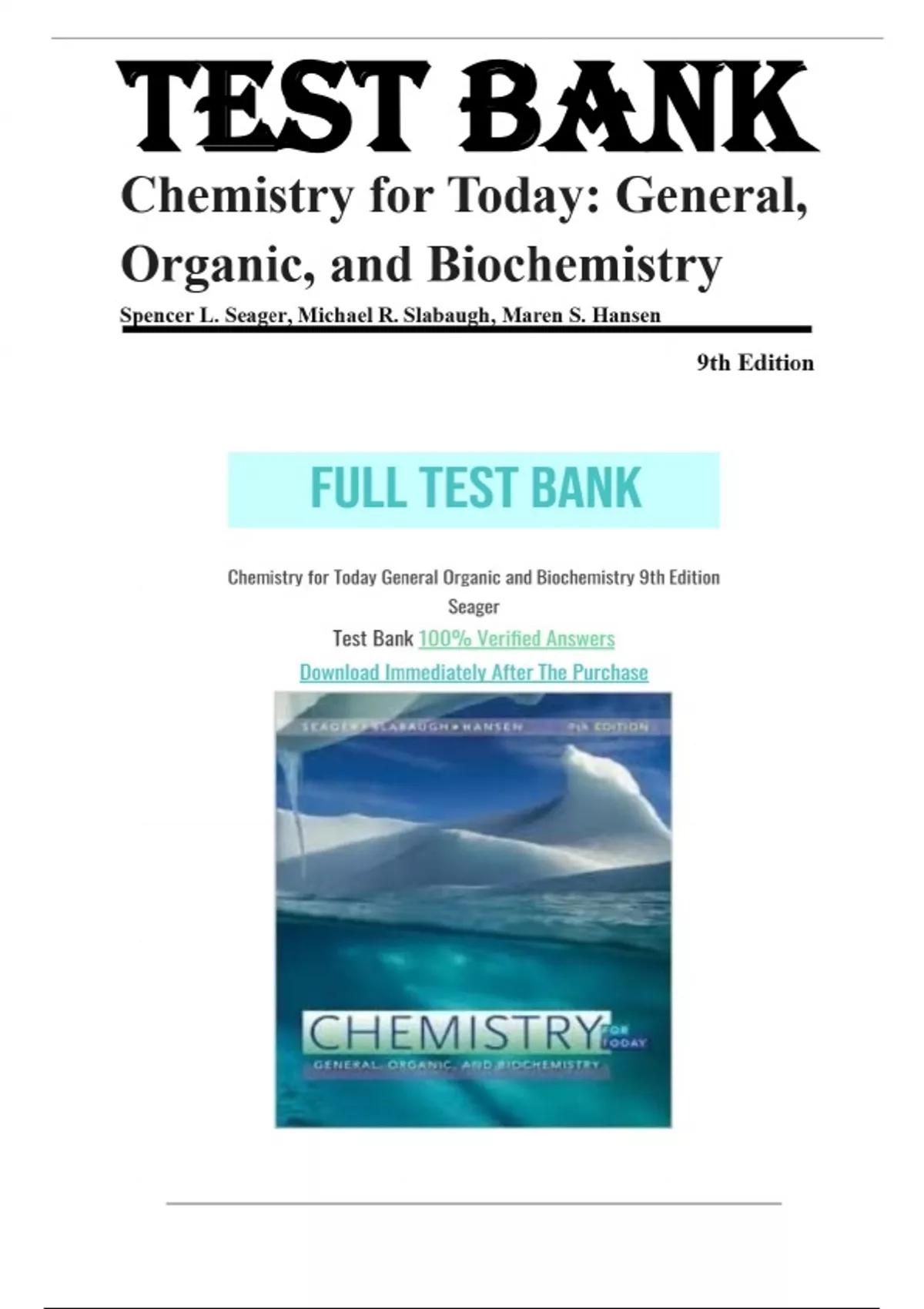 Test Bank - Chemistry for Today: General, Organic, and Biochemistry 9th ...