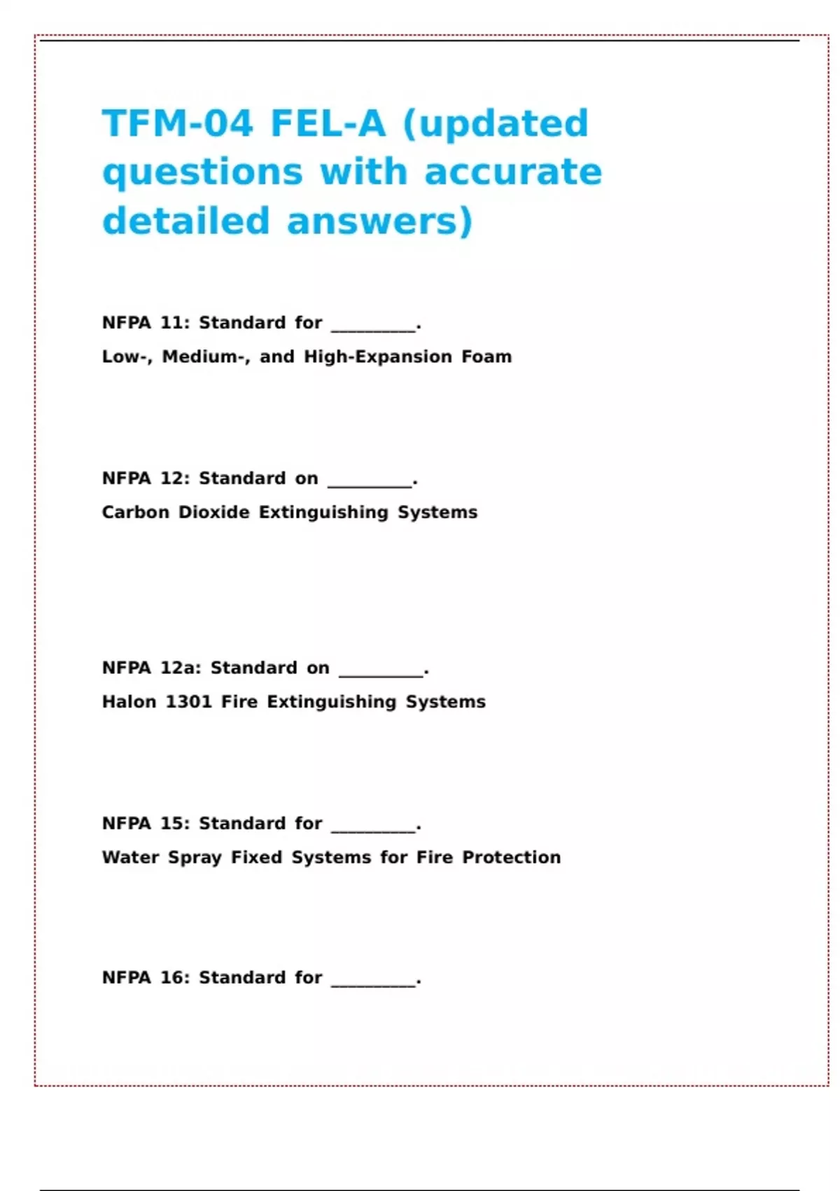 TFM-04 FEL-A (updated questions with accurate detailed answers) - TFMO4 ...