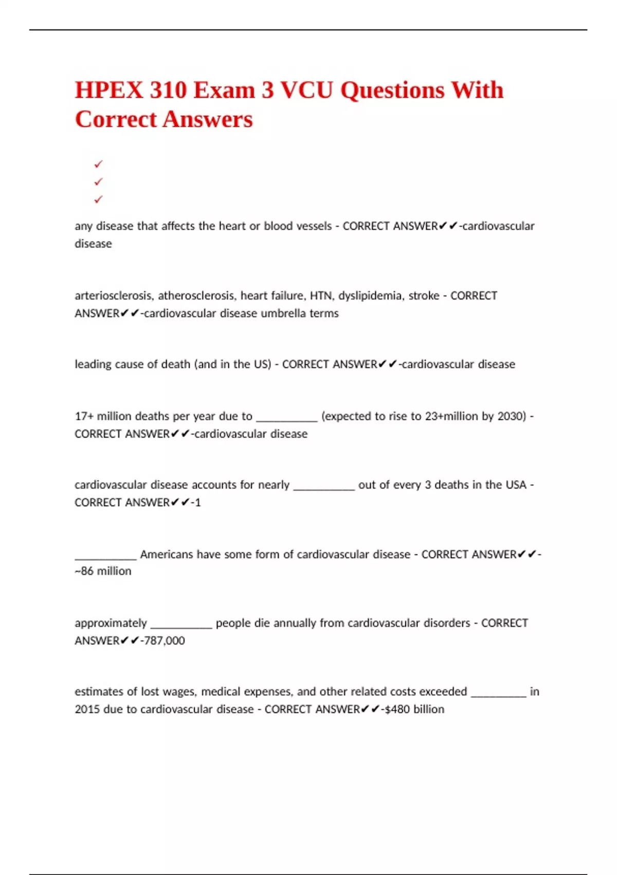 HPEX 310 Exam 3 VCU Questions With Correct Answers - HPEX 310 - Stuvia US