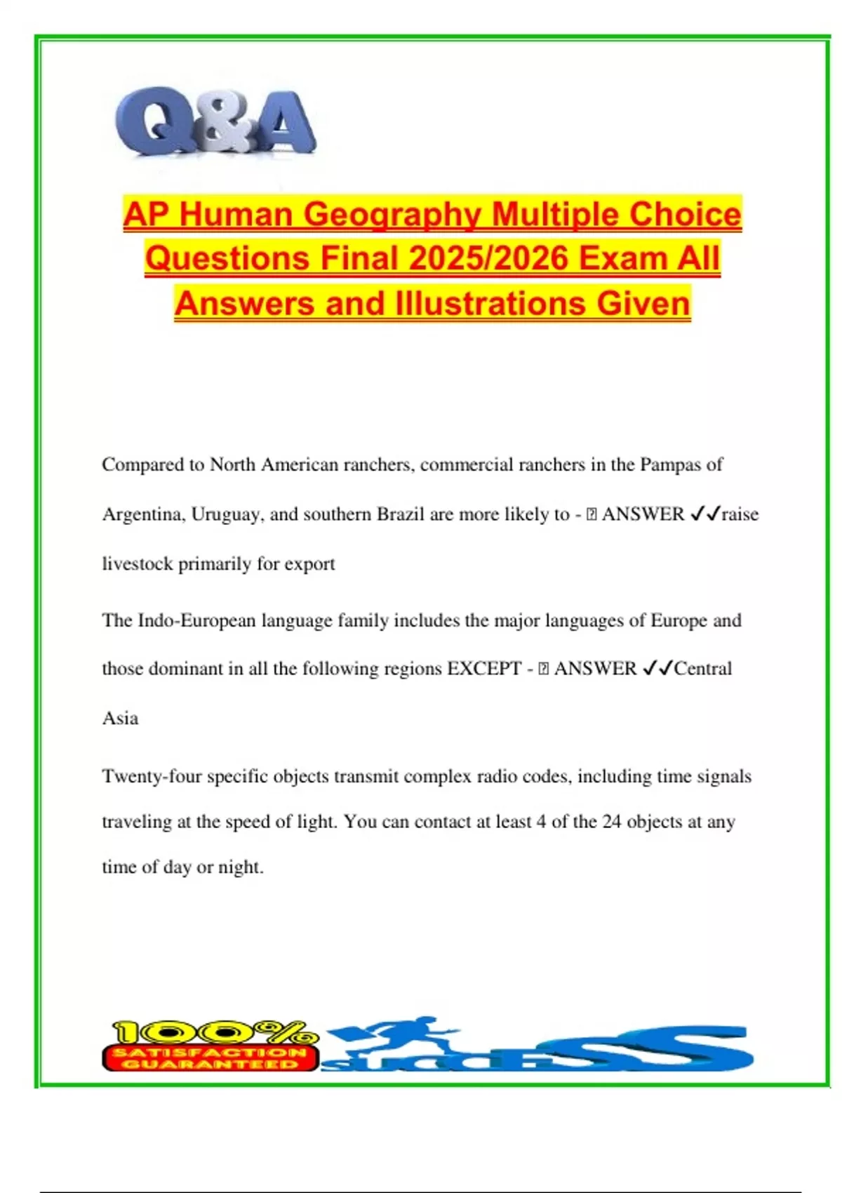 AP Human Geography Multiple Choice Questions Final 2025/2026 – 200 ...